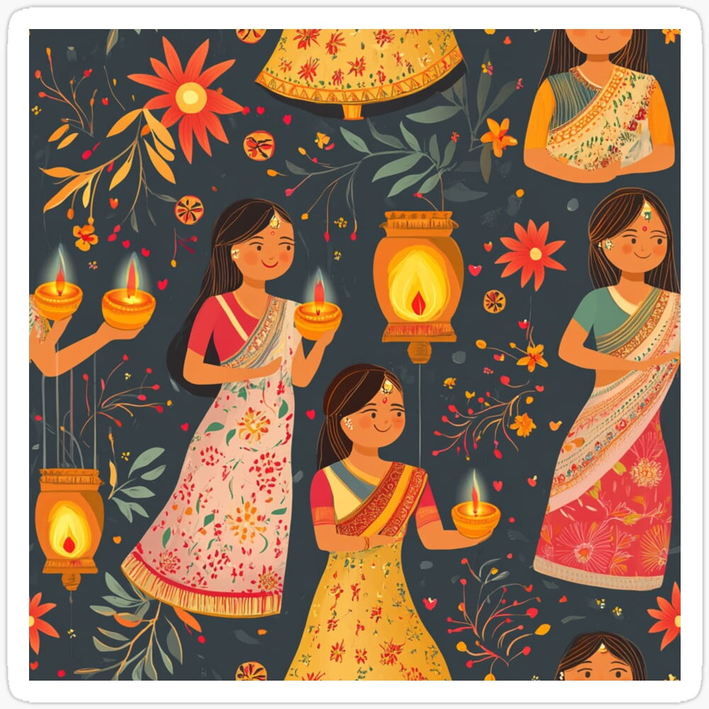 Diwali Sarees: Colors And Elegance Sticker Kir-140 - Walmart.com