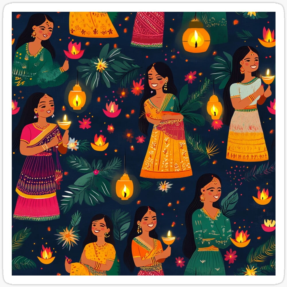 Diwali Sarees: Colors And Elegance Sticker Kir-141 - Walmart.com