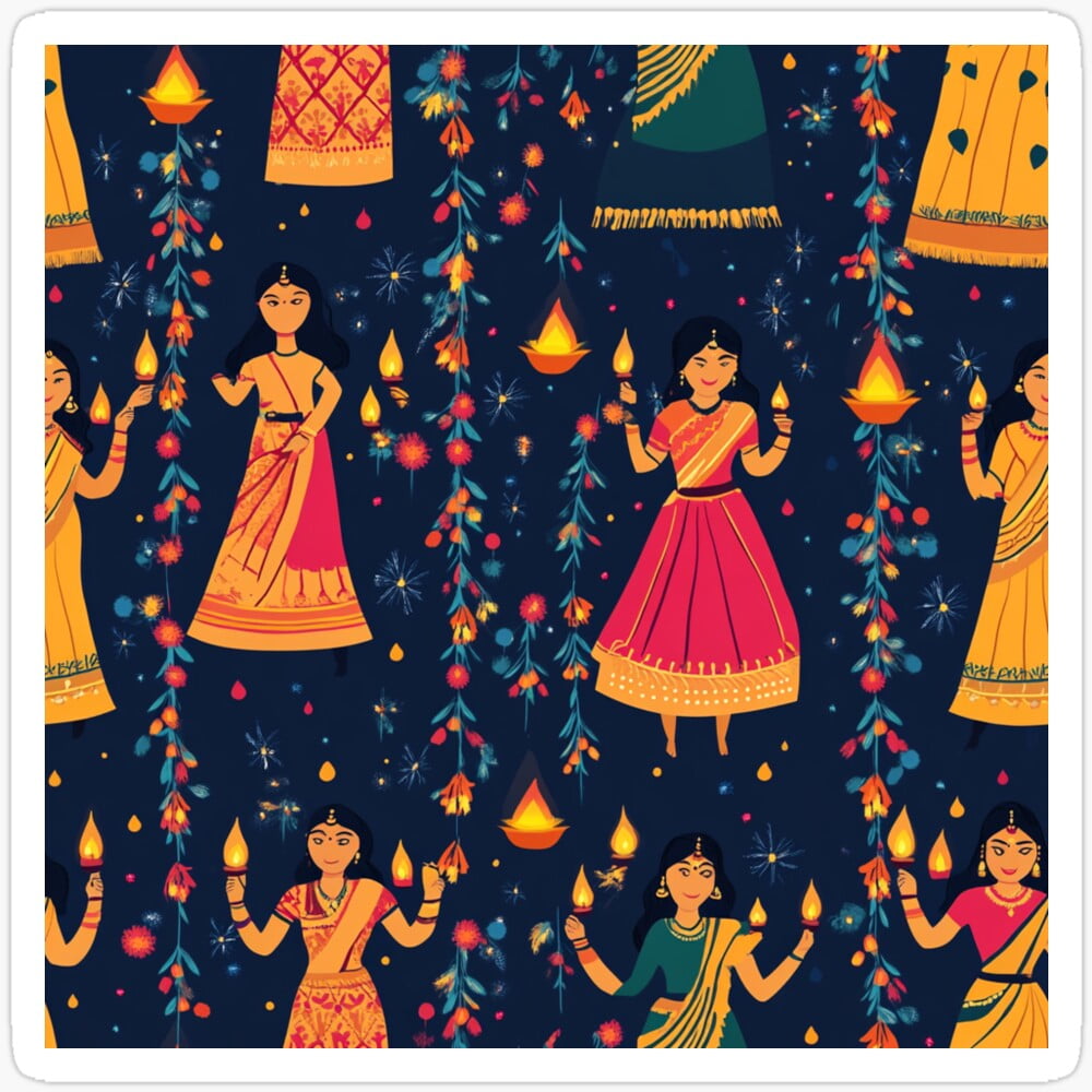 Diwali Sarees: Colors And Elegance Sticker Kir-144 - Walmart.com