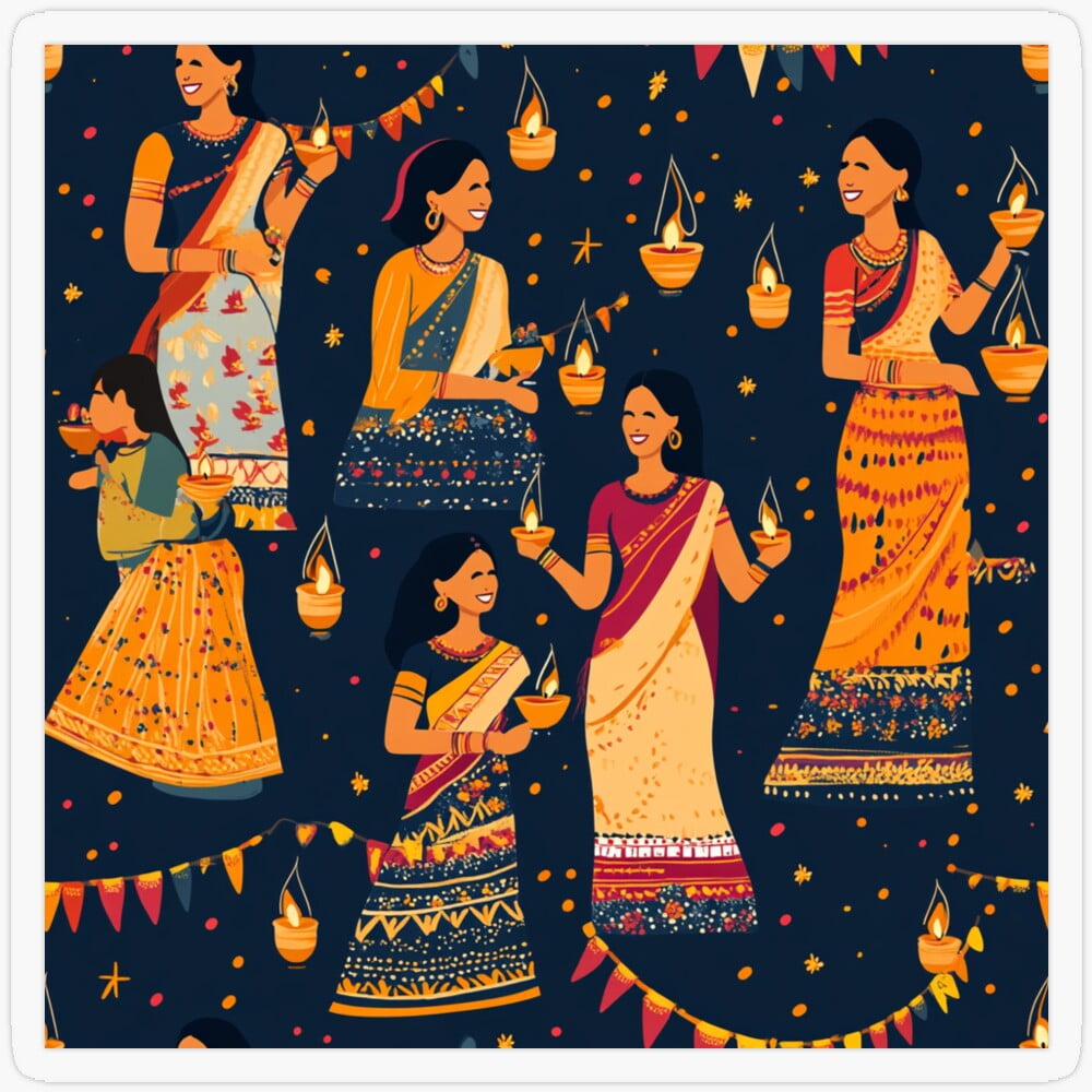 Diwali Sarees: Colors And Elegance Sticker Kir-149 - Walmart.com