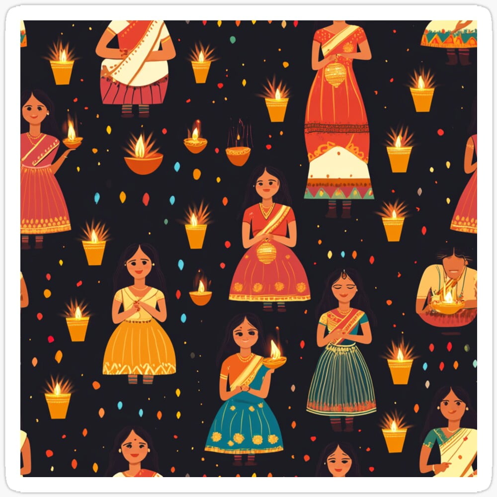Diwali Sarees: Colors And Elegance Sticker Kir-150 - Walmart.com