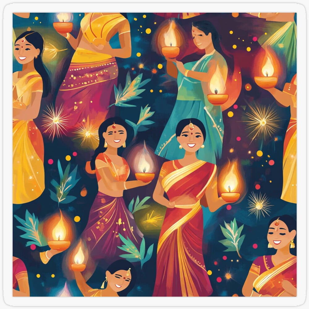 Diwali Sarees: Colors And Elegance Sticker Kir-151 - Walmart.com