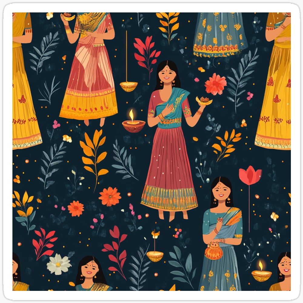 Diwali Sarees: Colors And Elegance Sticker Kir-155 - Walmart.com