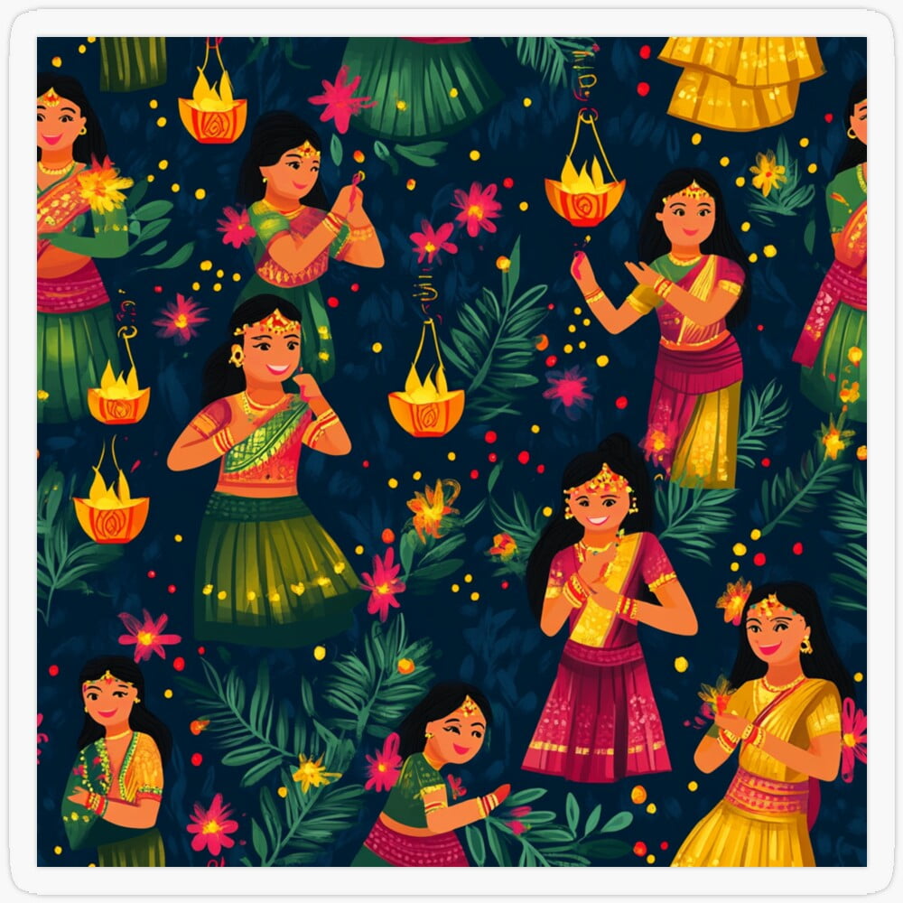 Diwali Sarees: Colors And Elegance Sticker Kir-159 - Walmart.com