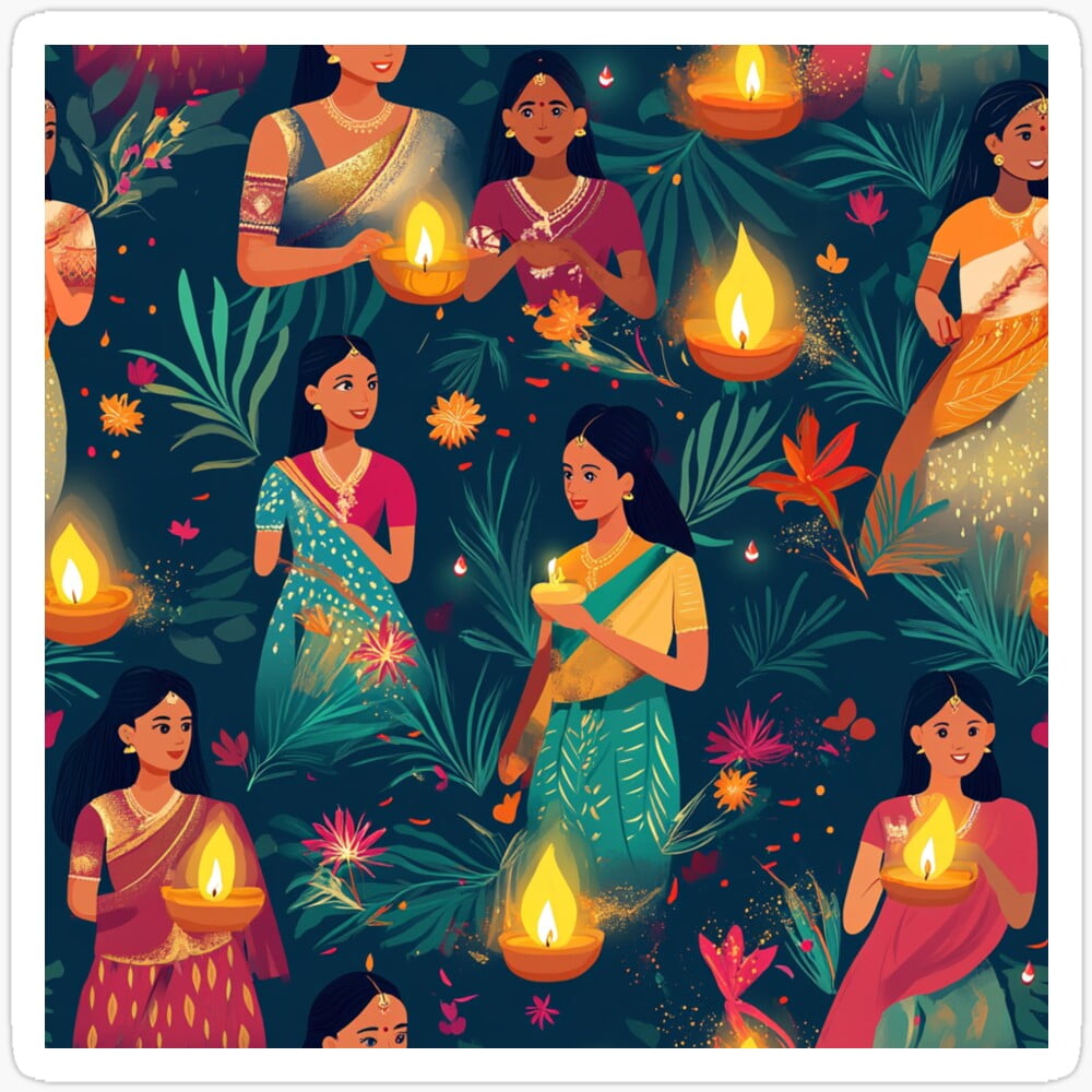 Diwali Sarees: Colors And Elegance Sticker Kir-160 - Walmart.com