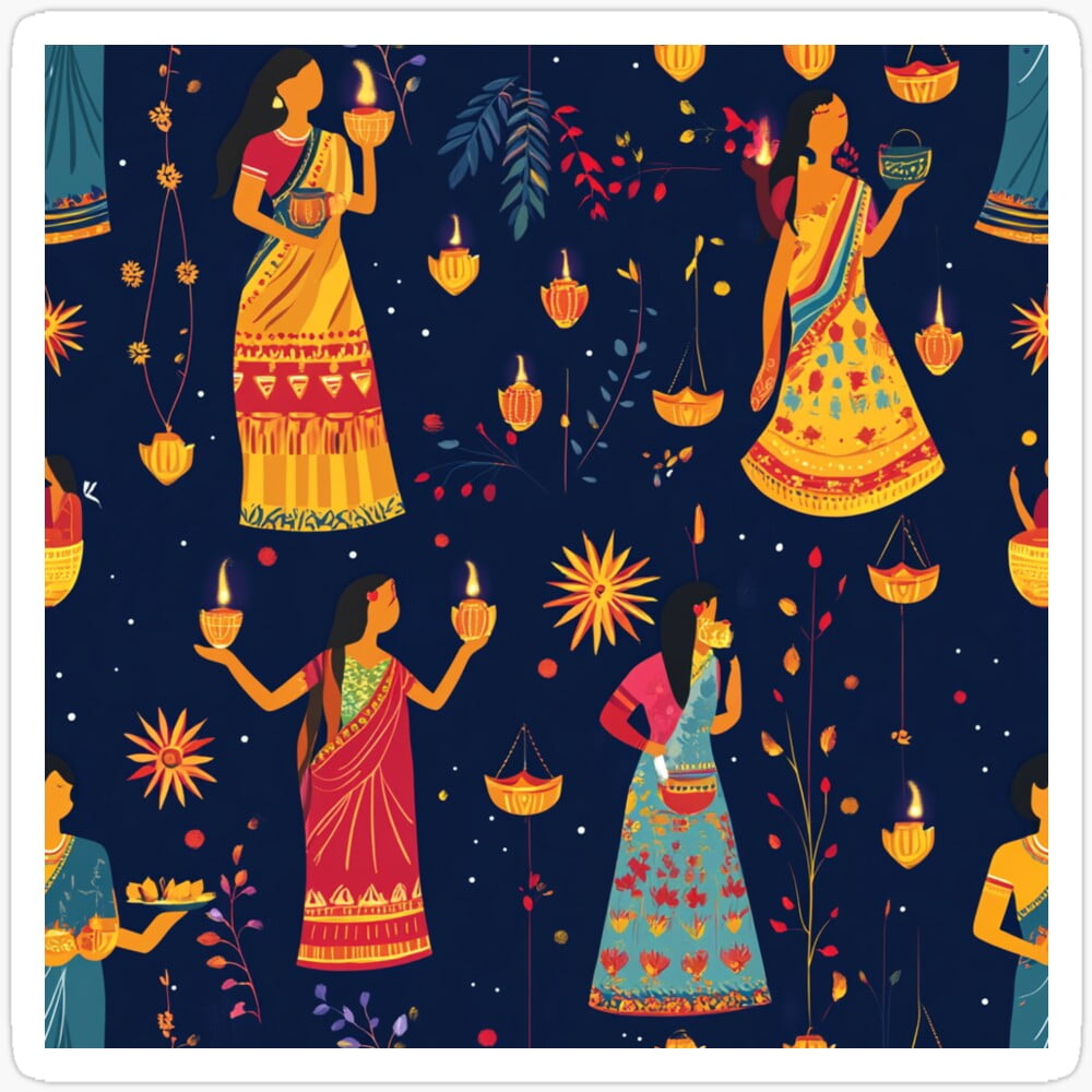Diwali Sarees: Colors And Elegance Sticker Kir-168 - Walmart.com