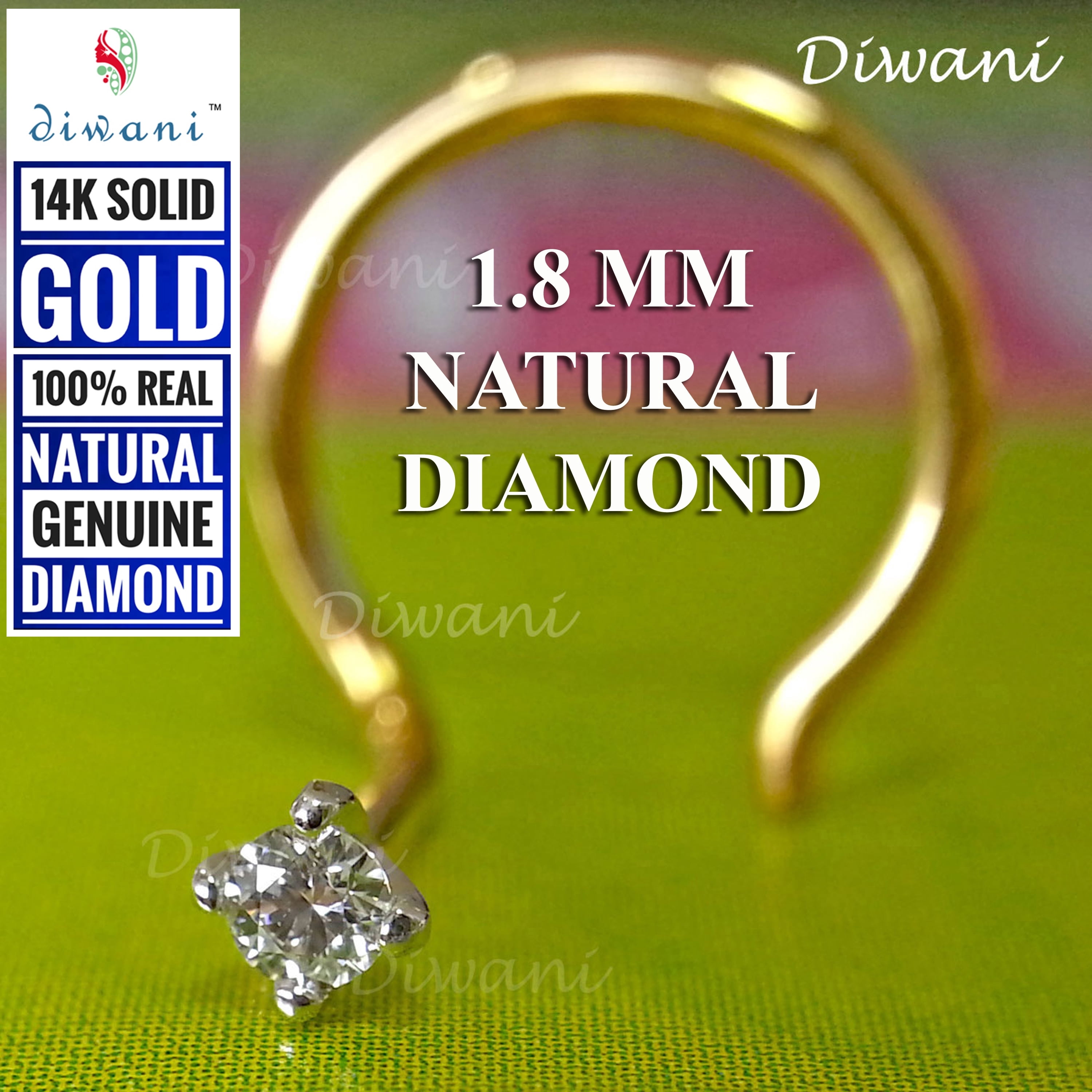 Diwani 14k Gold 1.8mm Natural i Diamond Solitaire Engagement Wedding ...