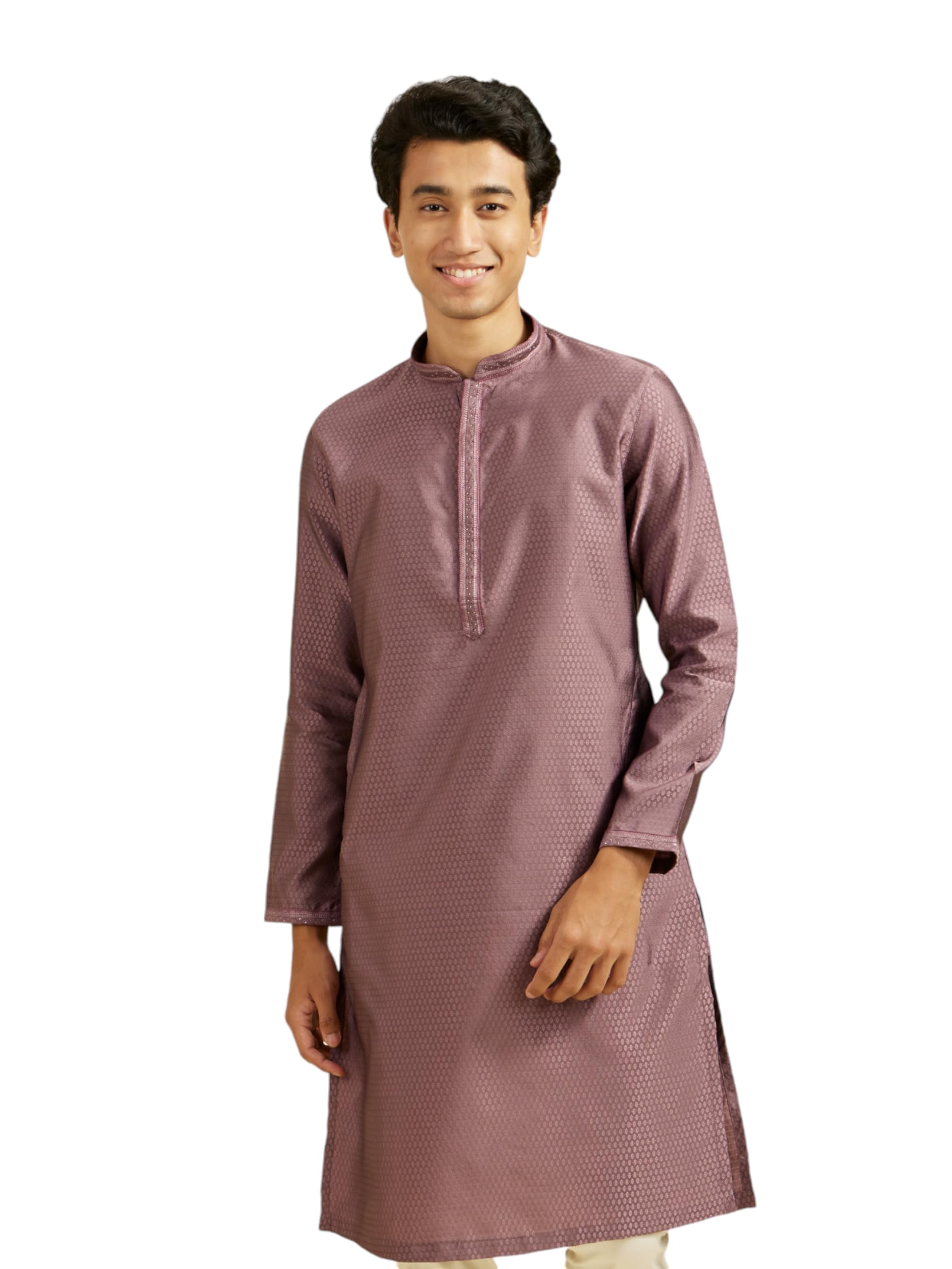 Diwas By Manyavar Men'S Art Silk Thread Work Kurta (Purple,Xl ...