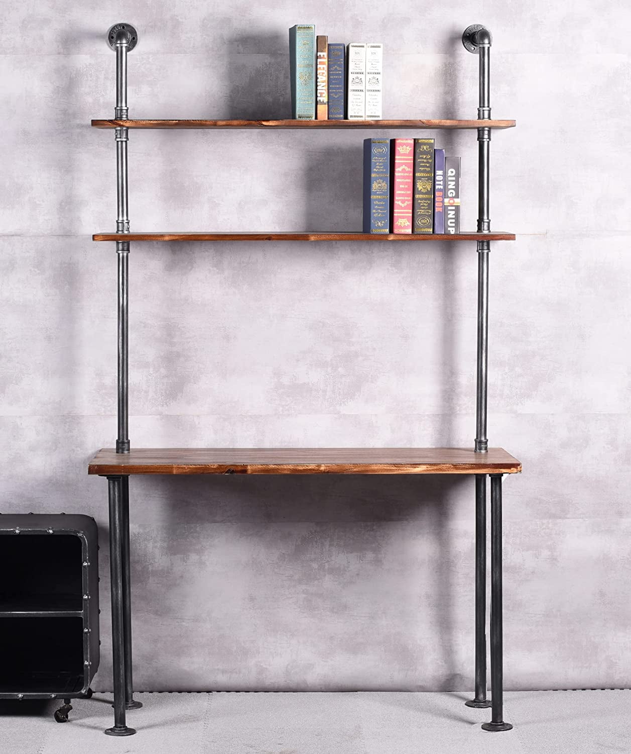 Diwhy Industrial Style Office Decor,Computer Desk 47.2"×20"×79" with 2 ...