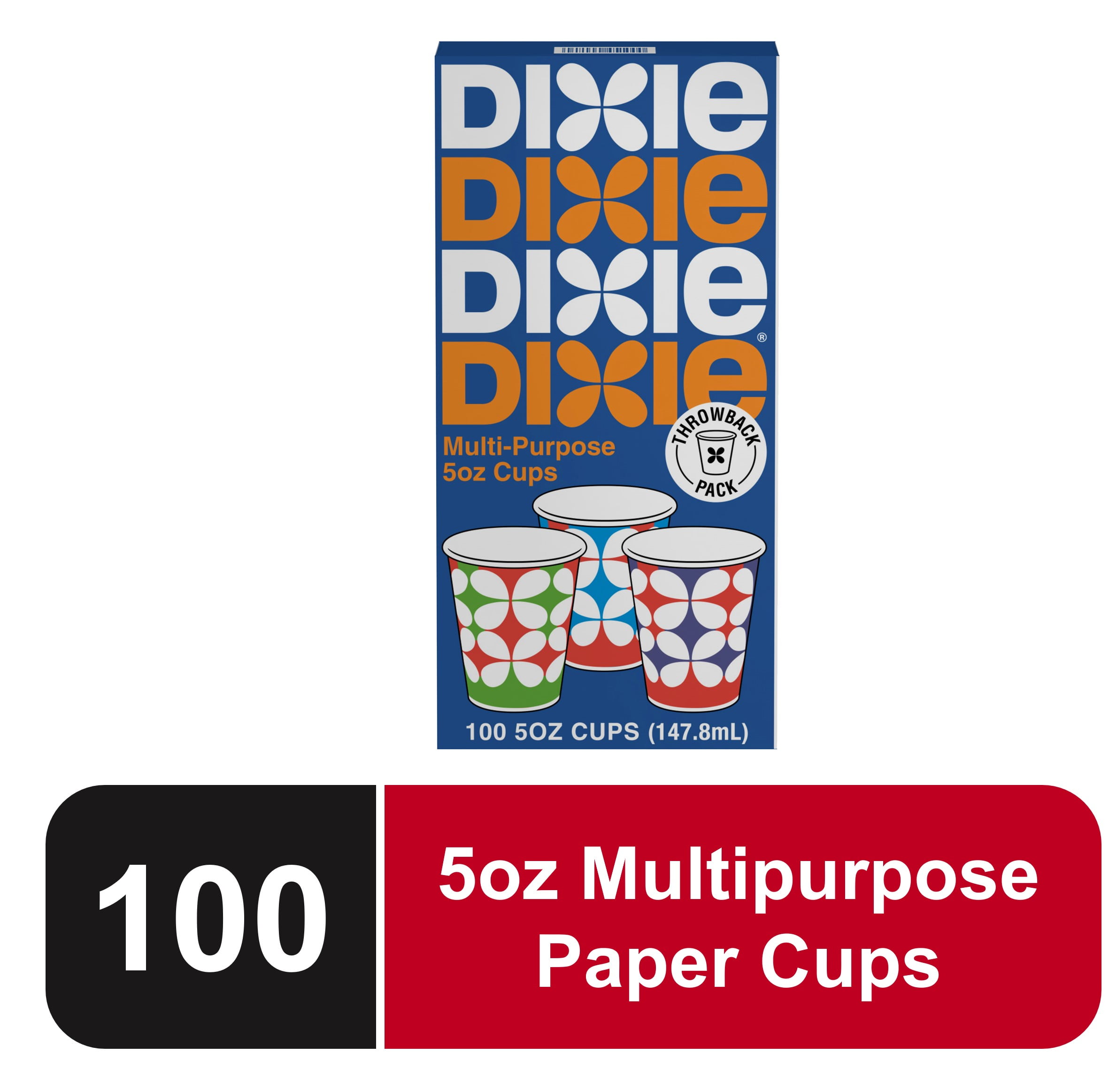 Dixie 5 oz Disposable Small Size Paper Cups, Print Design, 100 Count ...