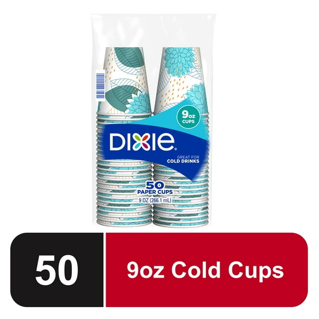 Dixie Disposable Paper Cup, Print, 9 oz, 50 count - Walmart.com