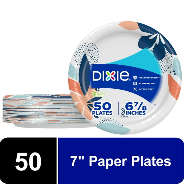 Dixie Everyday Disposable Paper Plates, 7", Multi-Color, 50 Count ...
