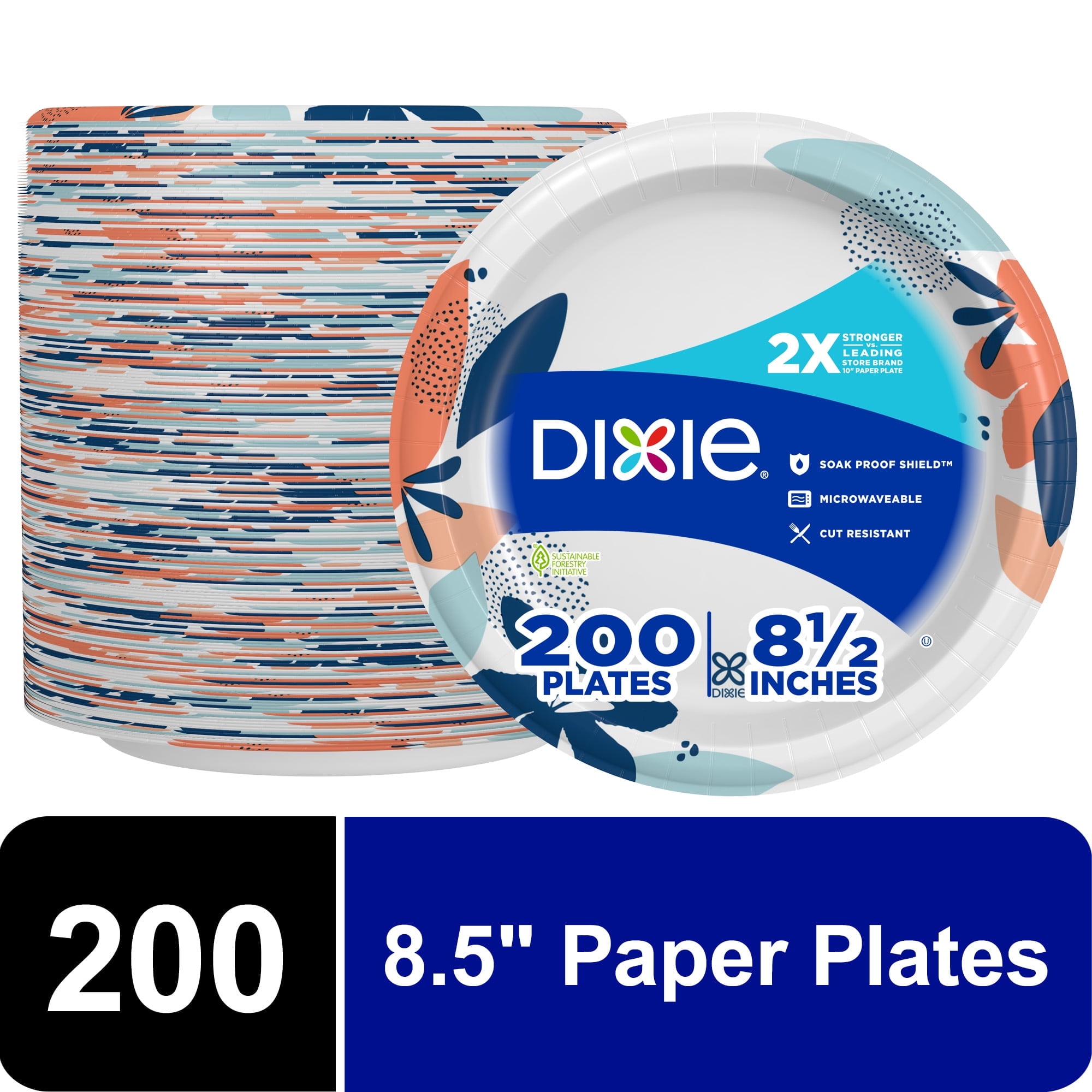 Dixie Everyday Disposable Paper Plates, 8.5", Multi-Color, 200 Count ...