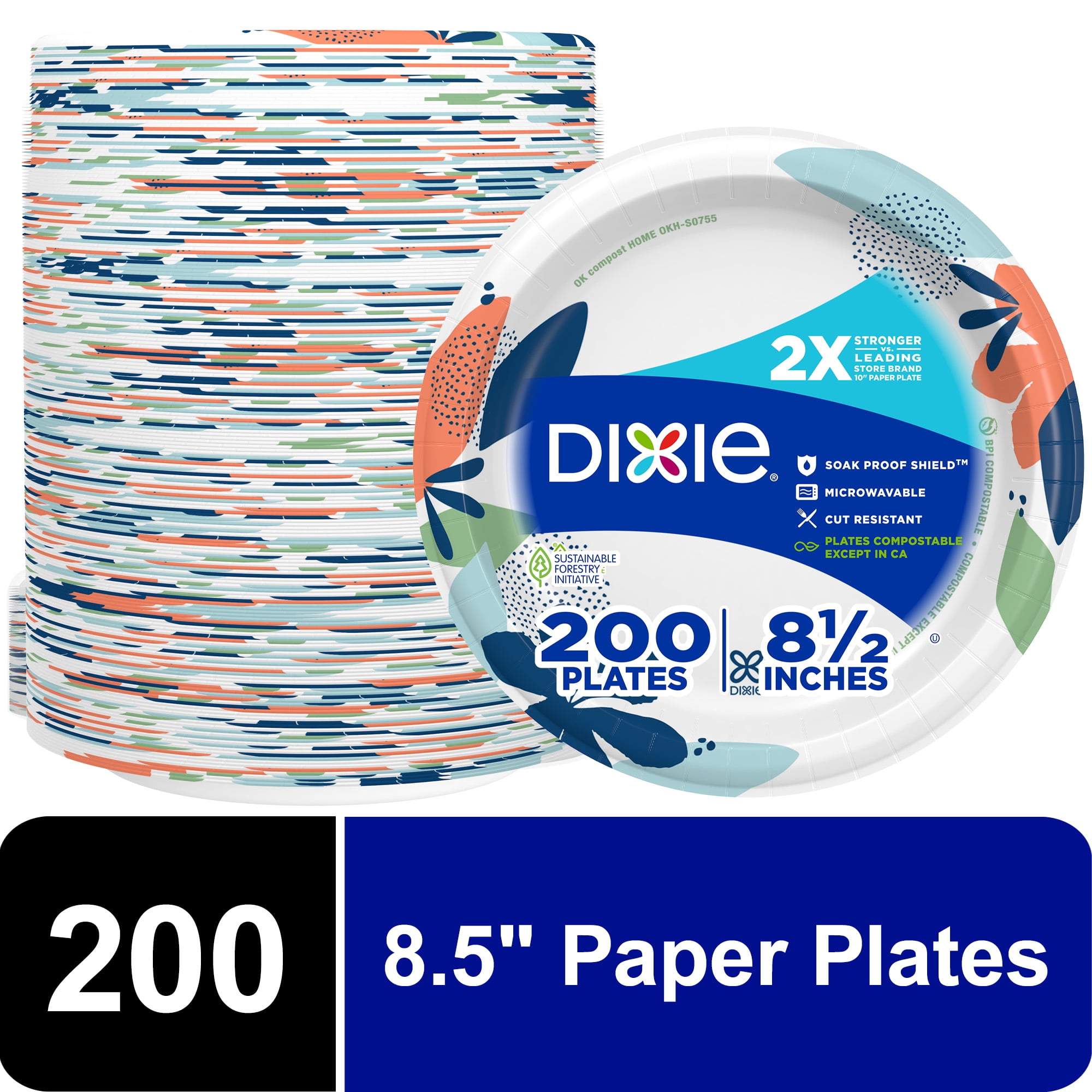 Dixie Everyday Disposable Paper Plates, 8.5", Multi-Color, 200 Count ...