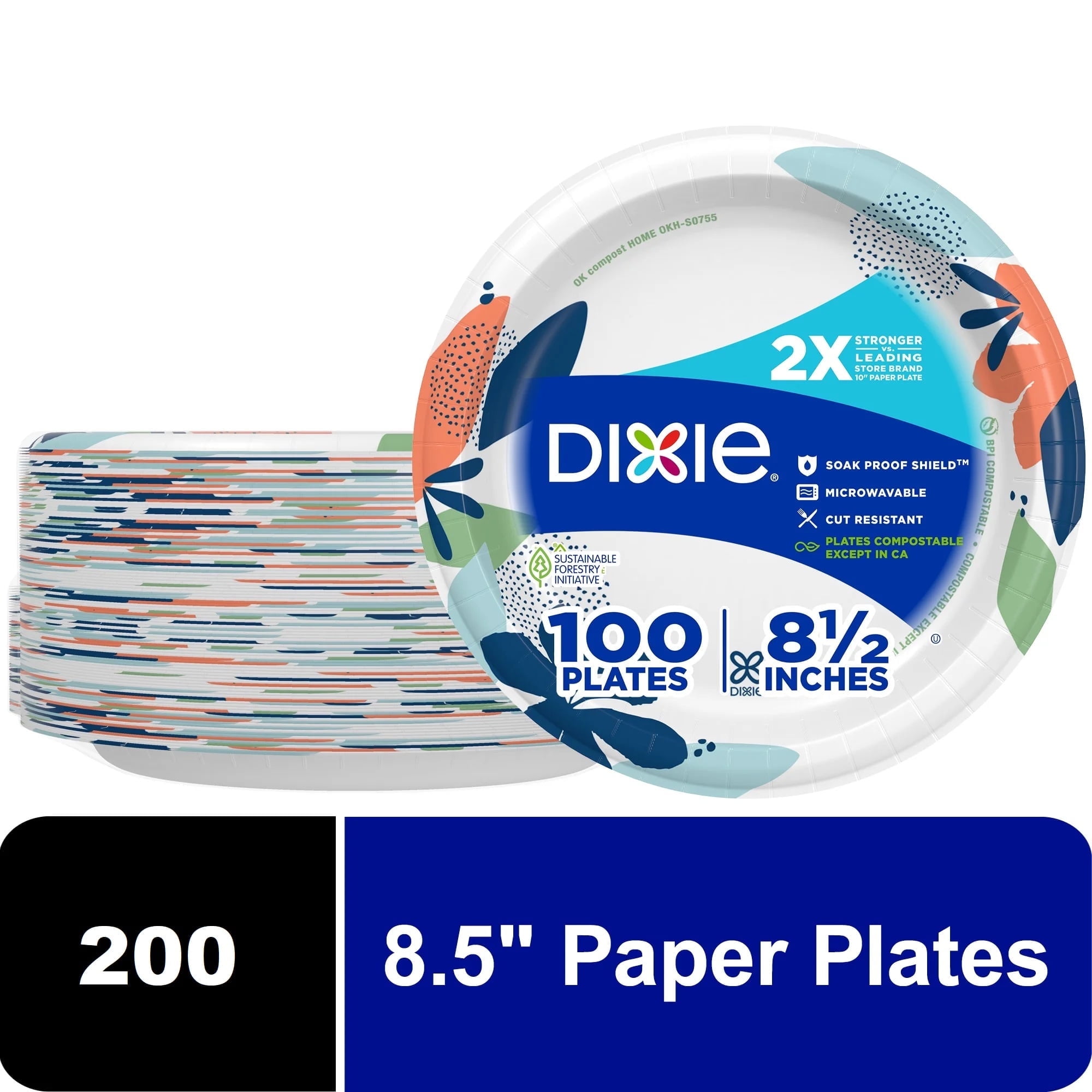 Dixie Everyday Disposable Paper Plates, 8.5", Multi-Color, 200 Count ...