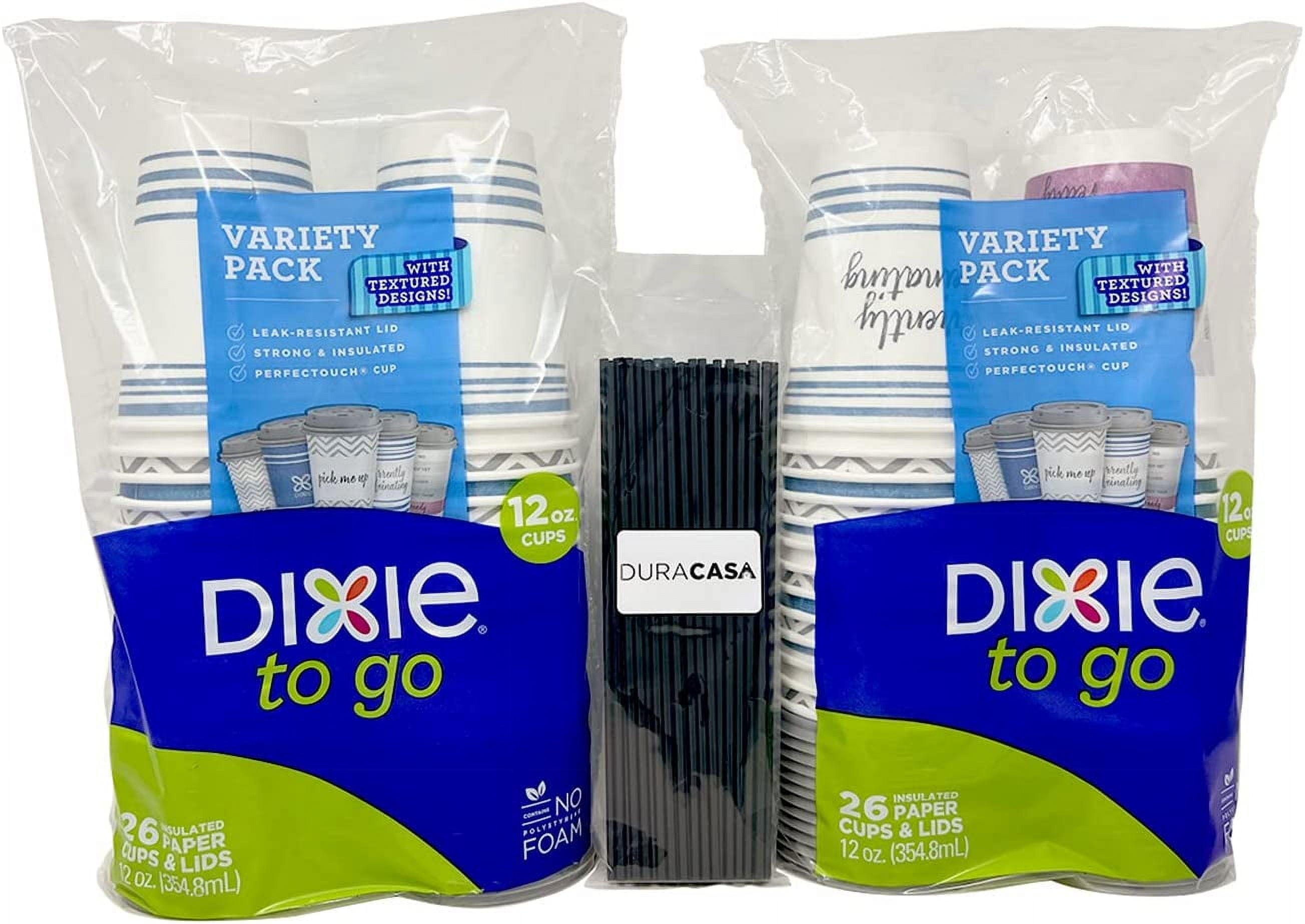 Dixie To Go Perfectouch 12 oz Paper Coffee Cups & Lid Bundle ...