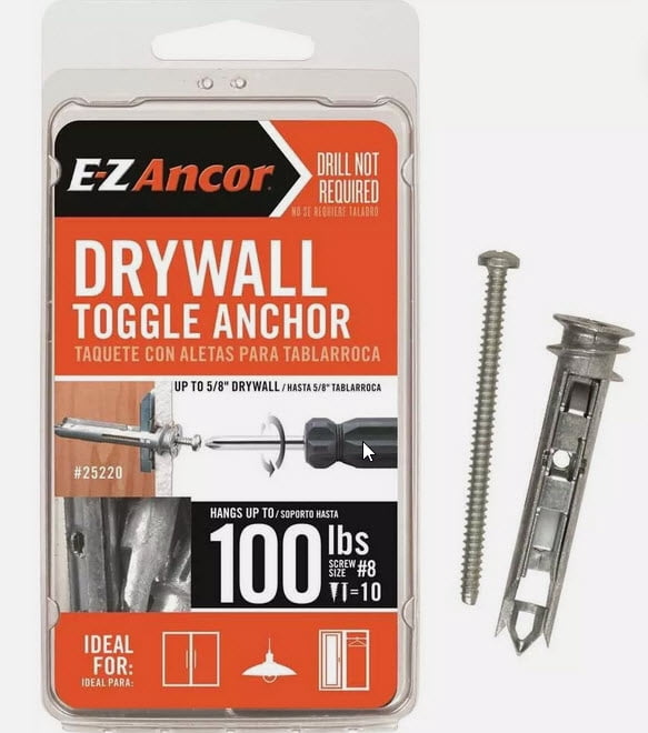 ITW Brands, Drywall Anchor, E-Z Ancor Toggle Lock 100 lb, 10 Pack ...