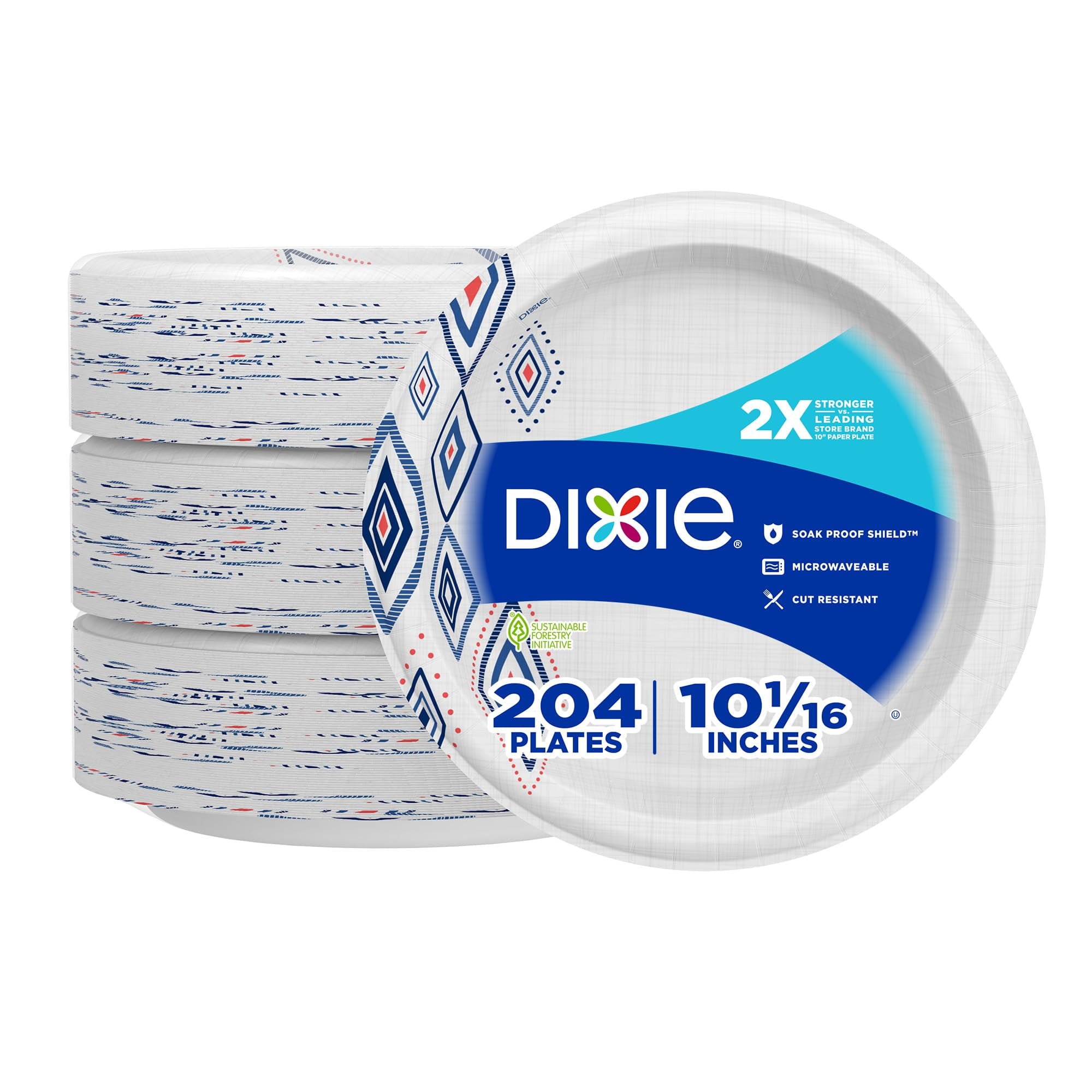 Dixie Large Paper Plates, DHF10 10 Inch, 204 Count, 2X Stronger ...