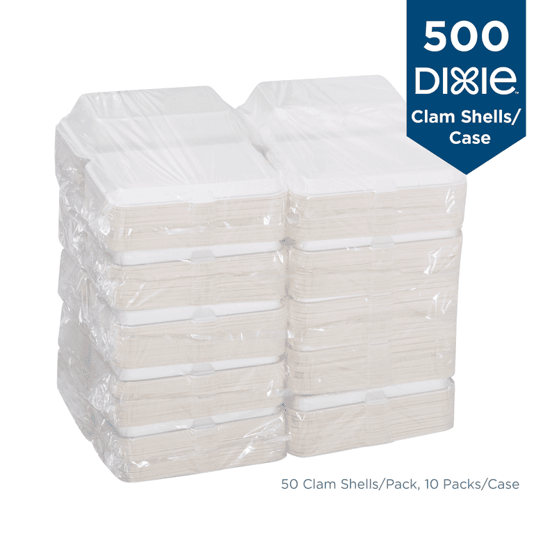 Dixie® Molded Fiber Clamshell Take-Out Container, ESCS96MF1COMP, 9 ...