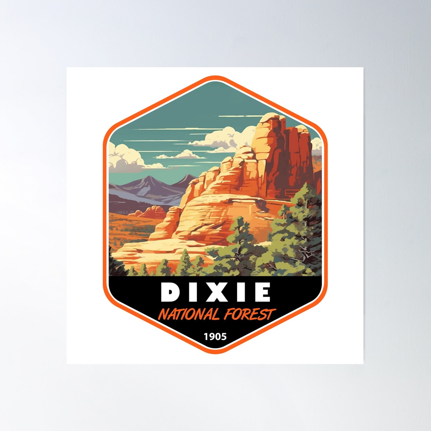 Dixie National Forest Utah Vintage Emblem Poster Wall Art, Modern Wall ...