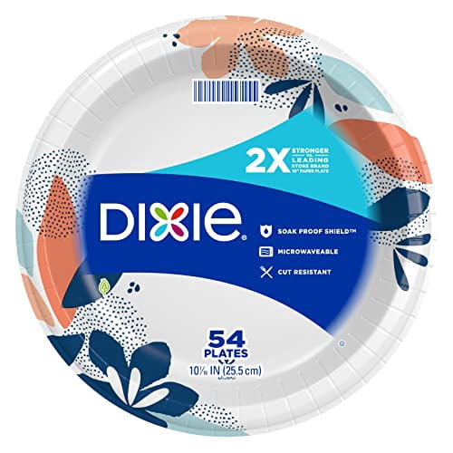 Dixie Paper Plates, 10 1/16 inch, Dinner Size Printed Disposable Plate ...