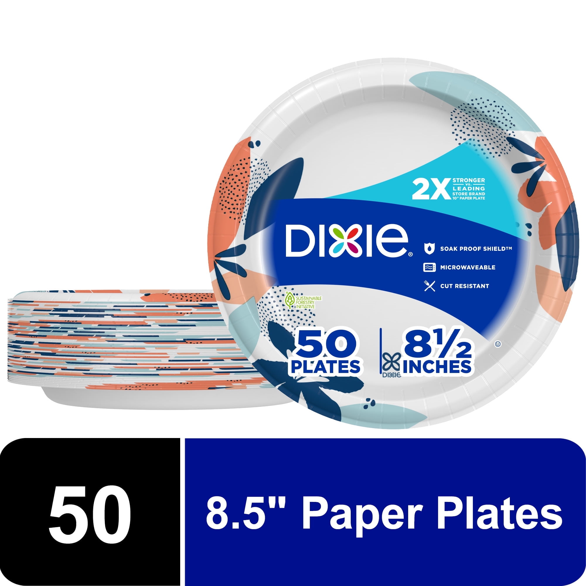 Dixie Everyday Disposable Paper Plates, 8.5", Multi-Color, 50 Count ...