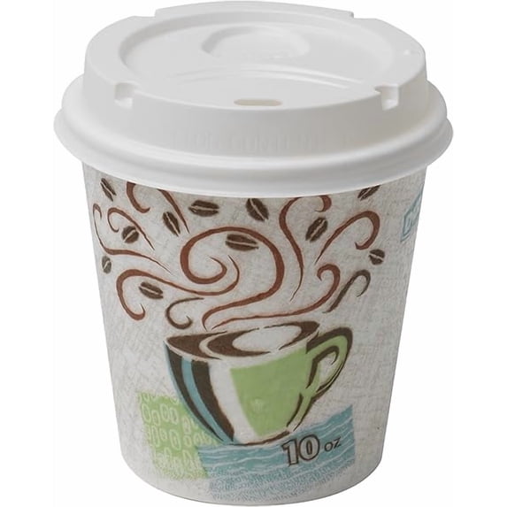 Dixie PerfecTouch Paper Hot Cups and Lids Combo, 10 oz, Multicolor, 50 ...