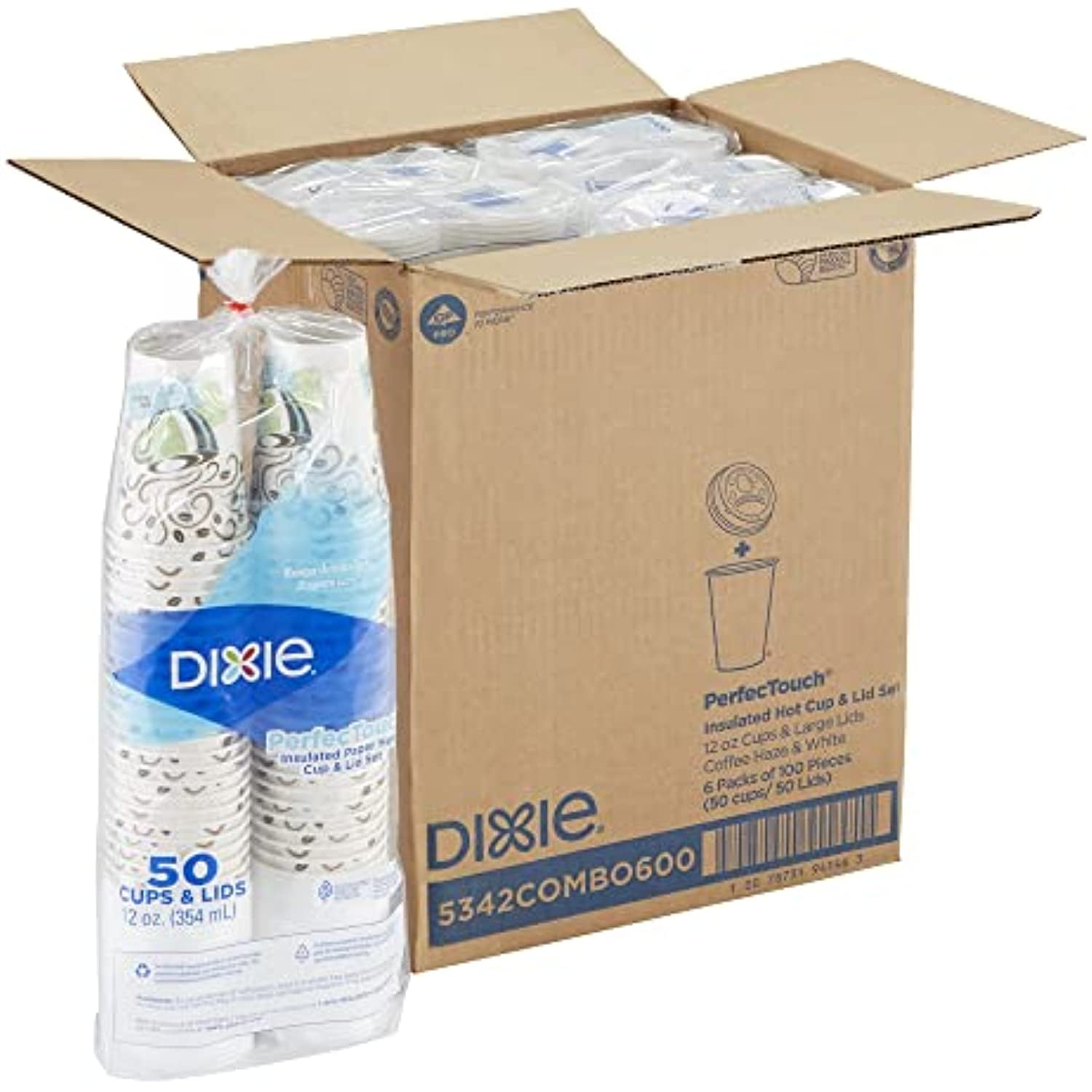 Dixie Perfectouch Hot Cups And Lids, 12 Oz, Multicolor, Pack Of 50 Cups ...