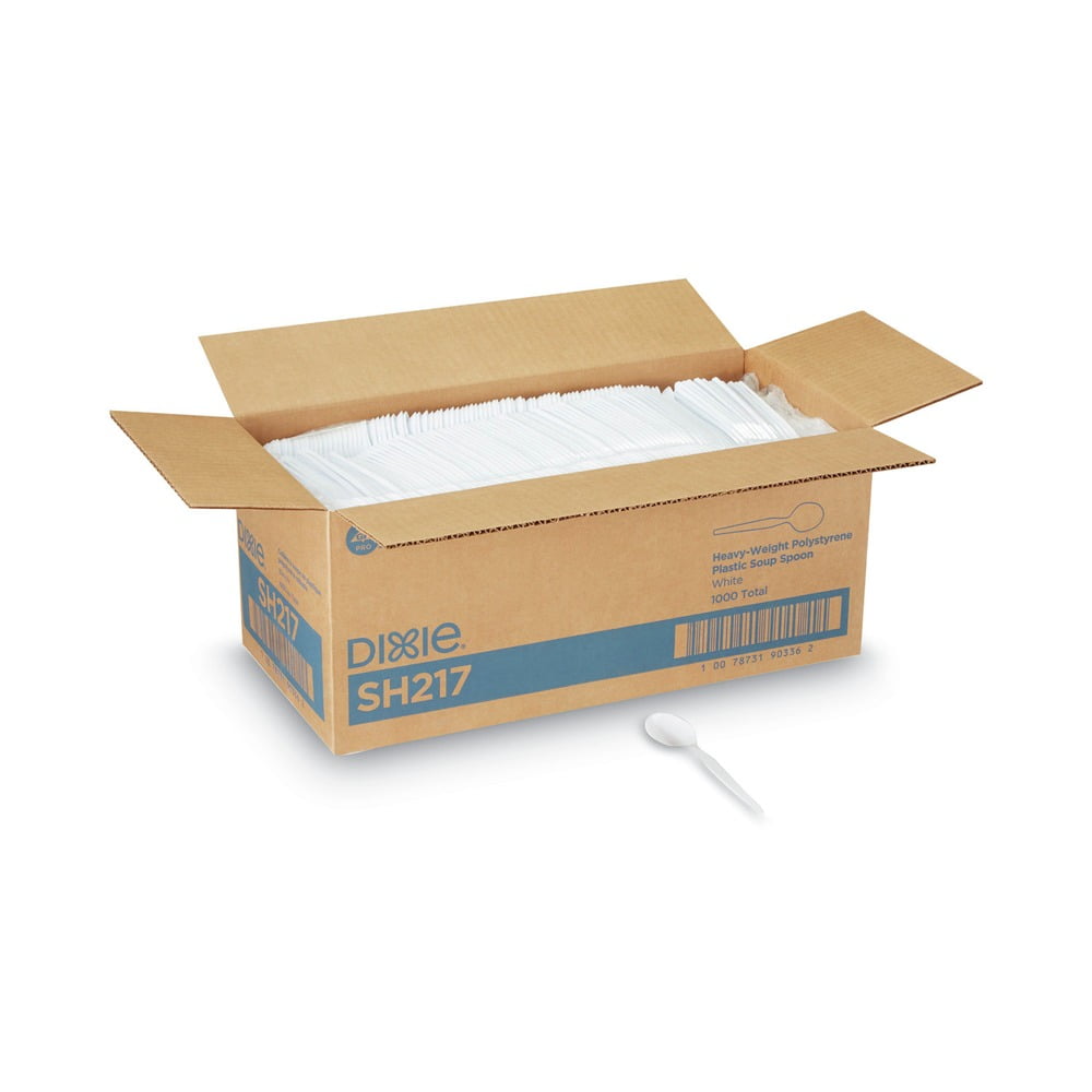 Dixie Plastic Cutlery Heavyweight Soup Spoons White 1000/Carton SH217 ...