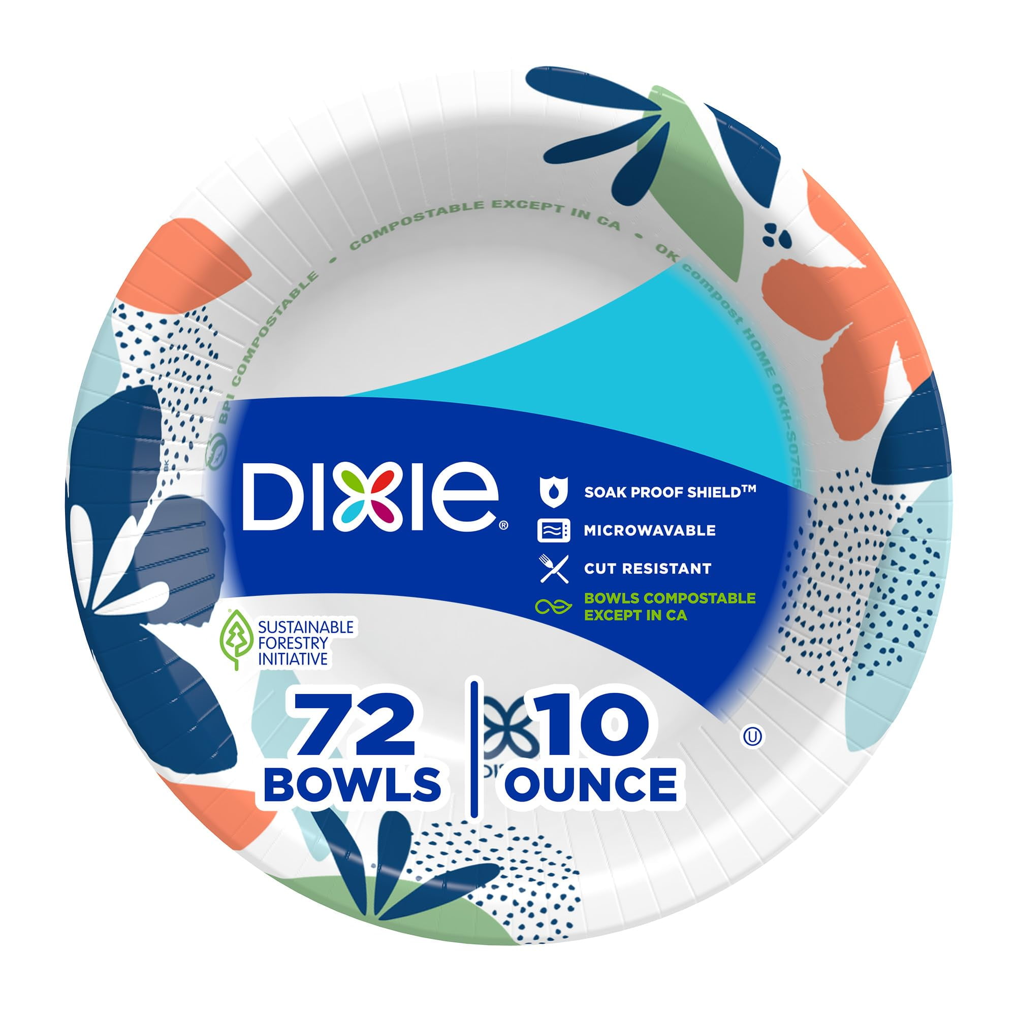 Dixie Small Paper Bowls, BDF32 10 Oz, 72 Count, Microwave-Safe, Soak ...