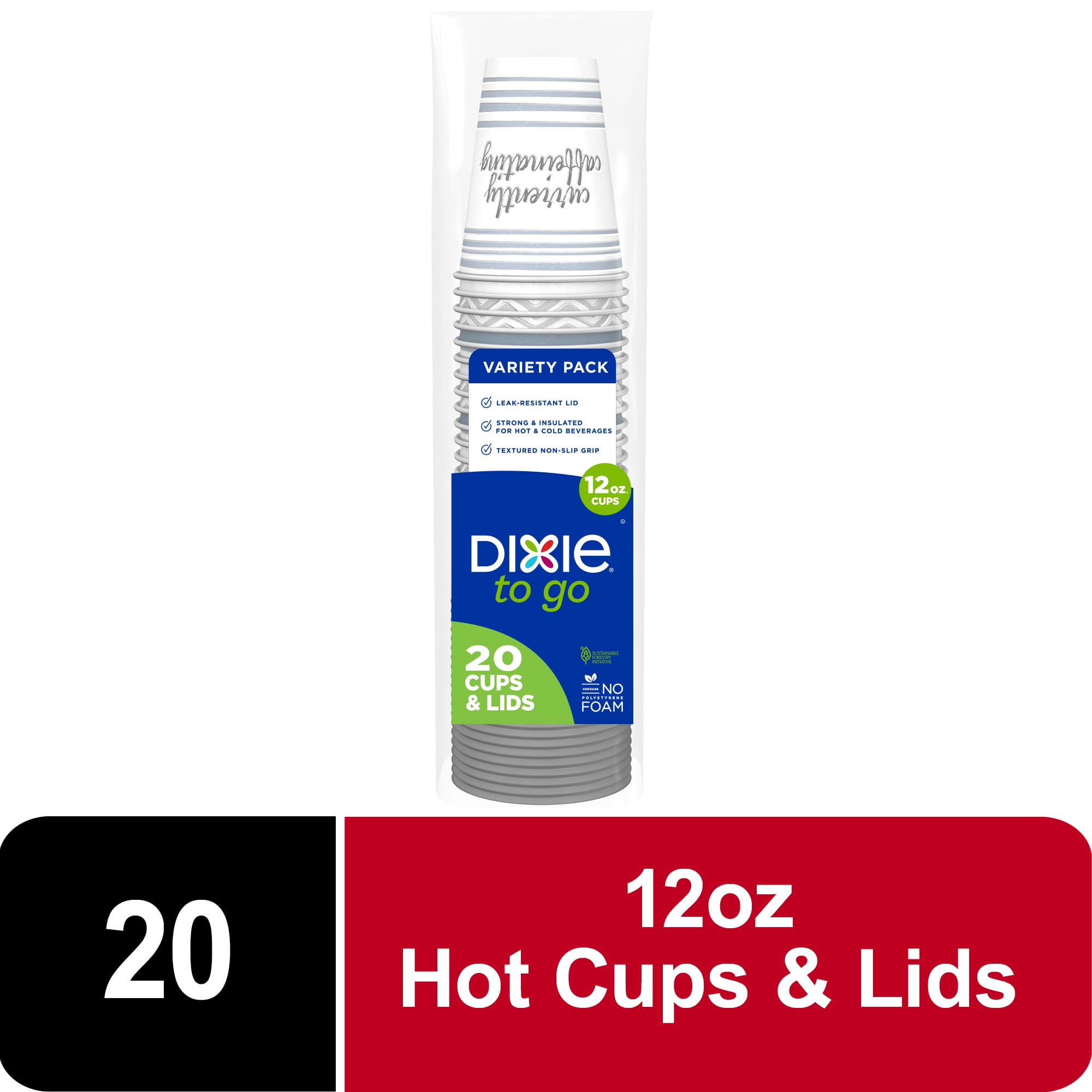 Dixie To Go Disposable Paper Cups, 12 oz, Multi-Color, 20 Count ...