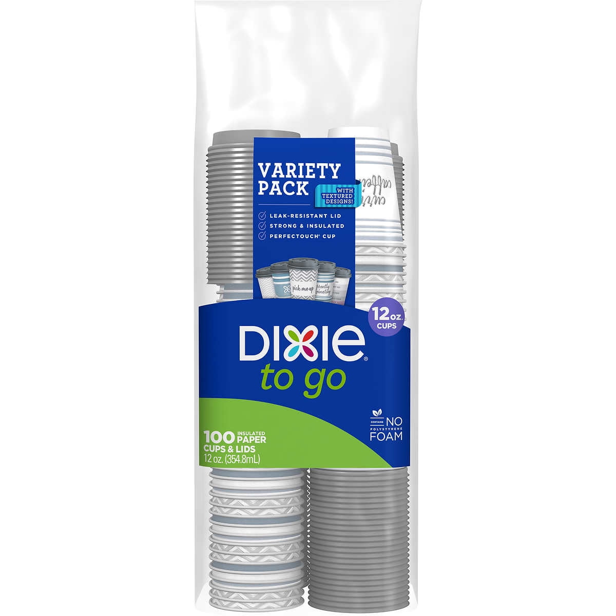 Dixie To Go Disposable Coffee Paper Hot Cups with Lid, 12 oz, 100 ct ...