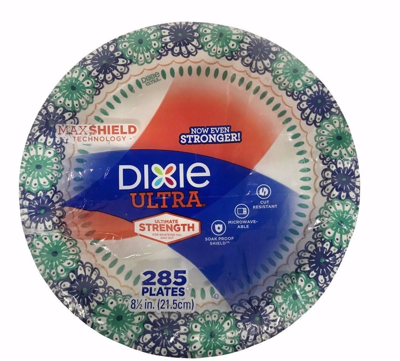 Dixie Ultra 8.5 Inch Max Shield Paper Plates Strong & Cut-Resistant 285 ...