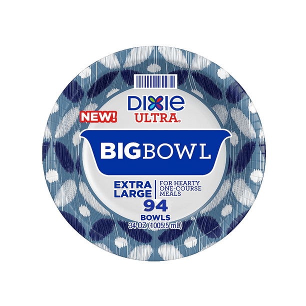 Dixie Ultra Big Bowl, 34 ounces, Extra Large, Printed Disposable Paper ...