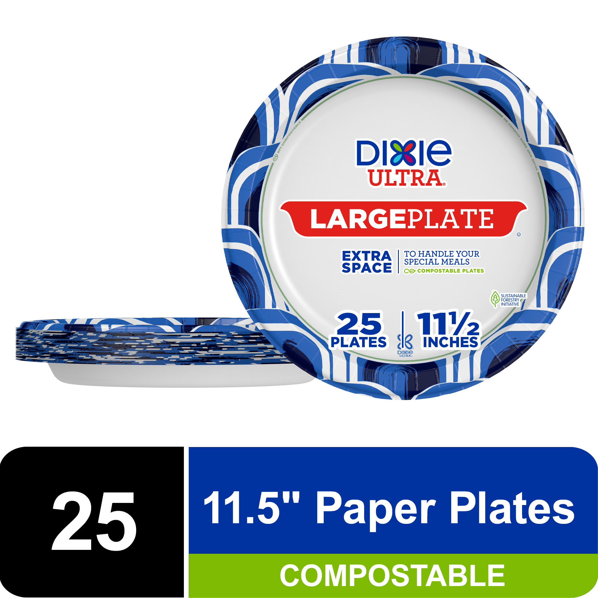 Dixie Ultra Paper Plates, Pack of 64 Count, Large Dinner Size (10 1/16 ...