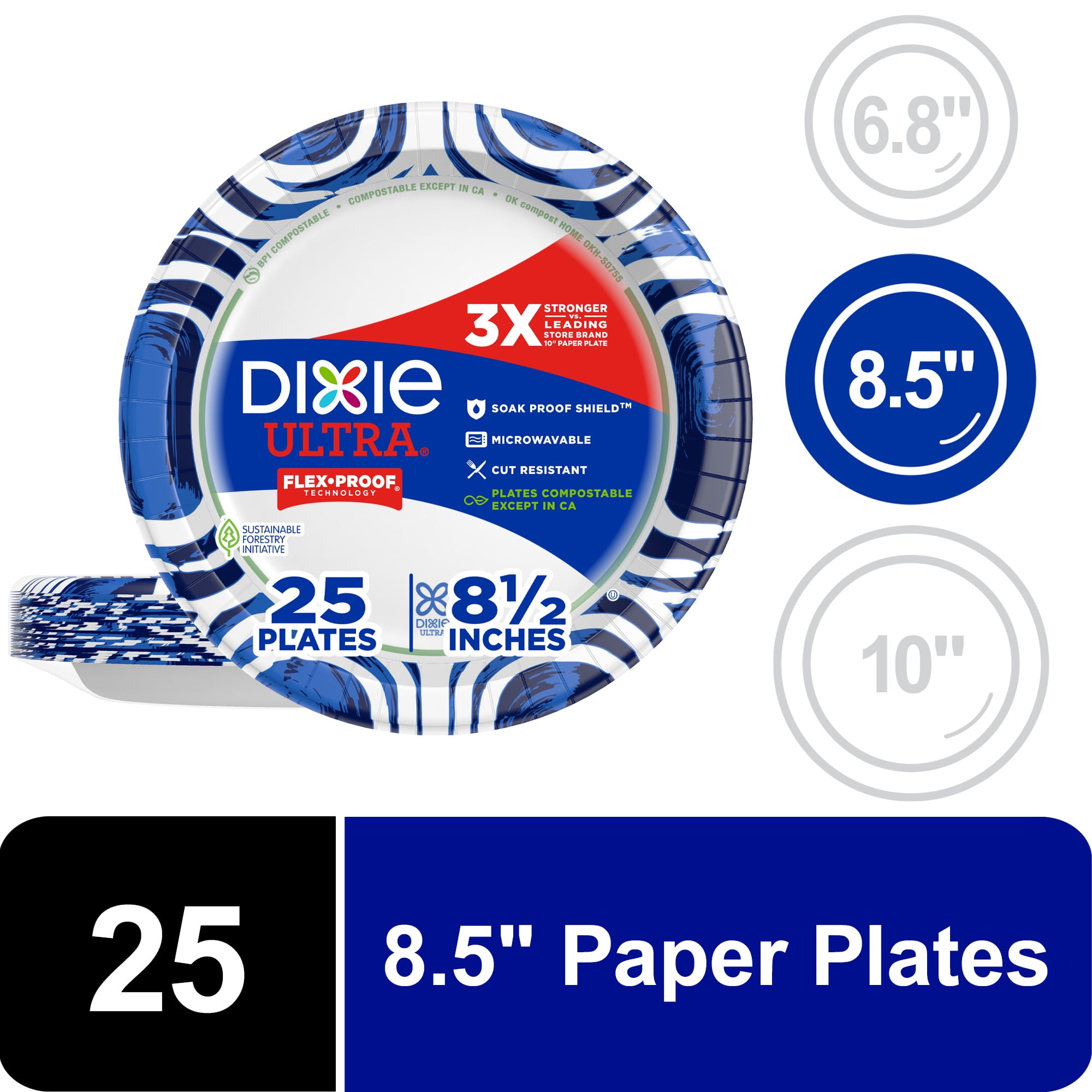 Dixie Ultra Disposable Paper Plates, 8.5", Multi-Color, 25 Count ...