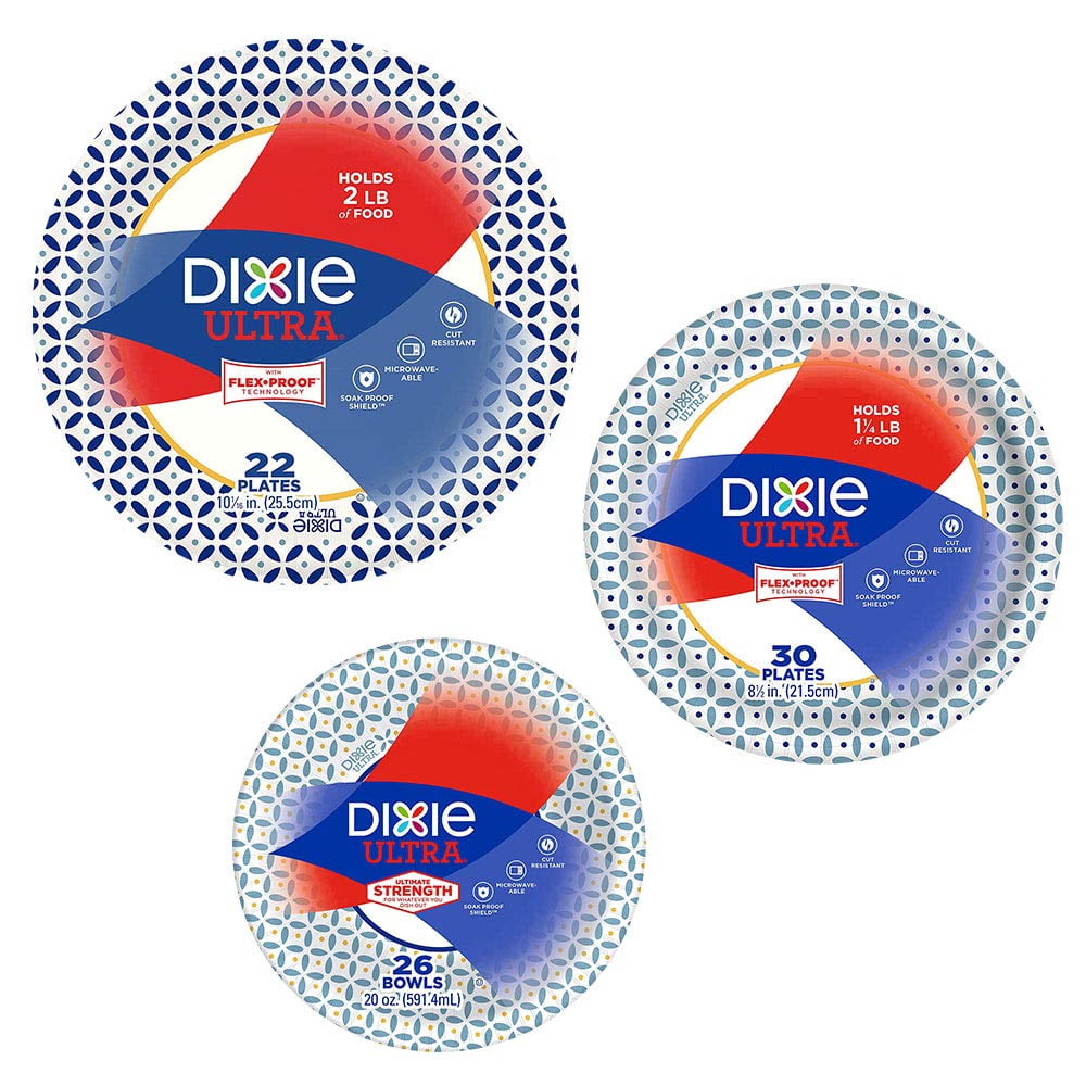 Dixie Ultra Heavy Duty RRF12 Paper Plate & Bowl Bundle, Large Plate 10 ...