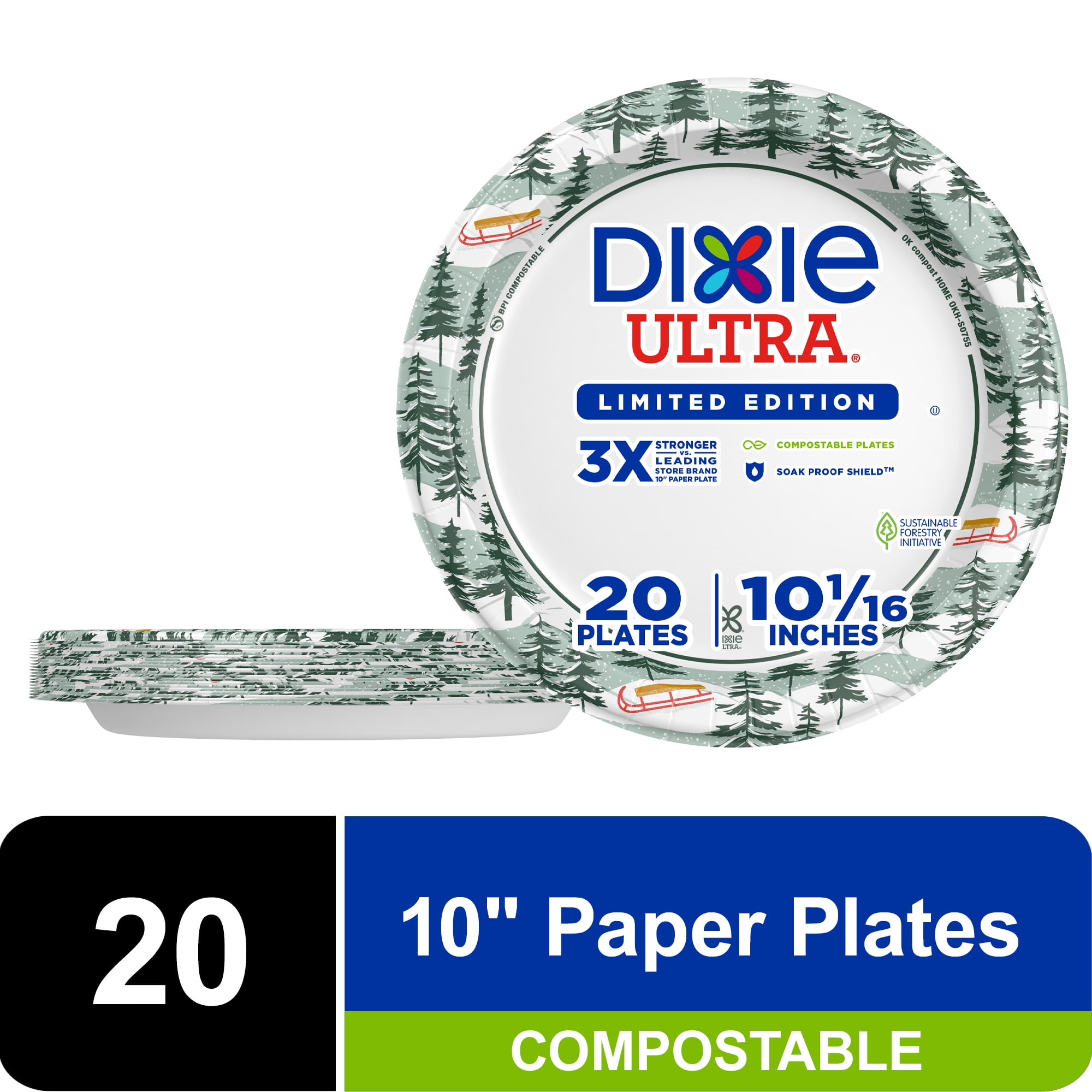Dixie Ultra Holiday Disposable Paper Plates, 10", Multi-Color, 20 Count ...