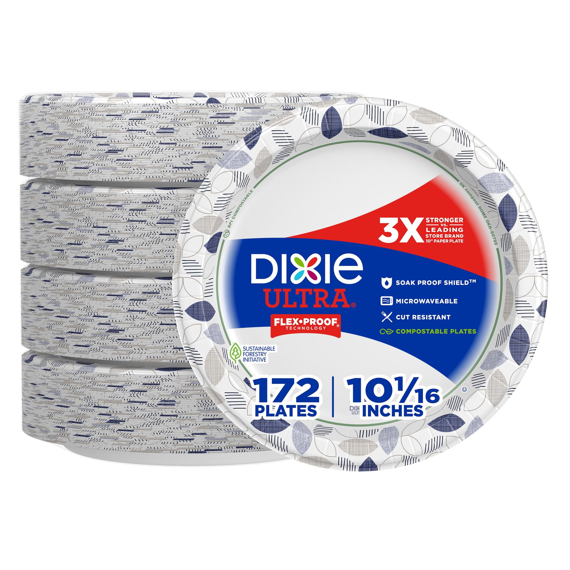 Dixie Ultra, Large Paper Plates, 10 Inch, 43 Count (Pack of 4), 3X ...