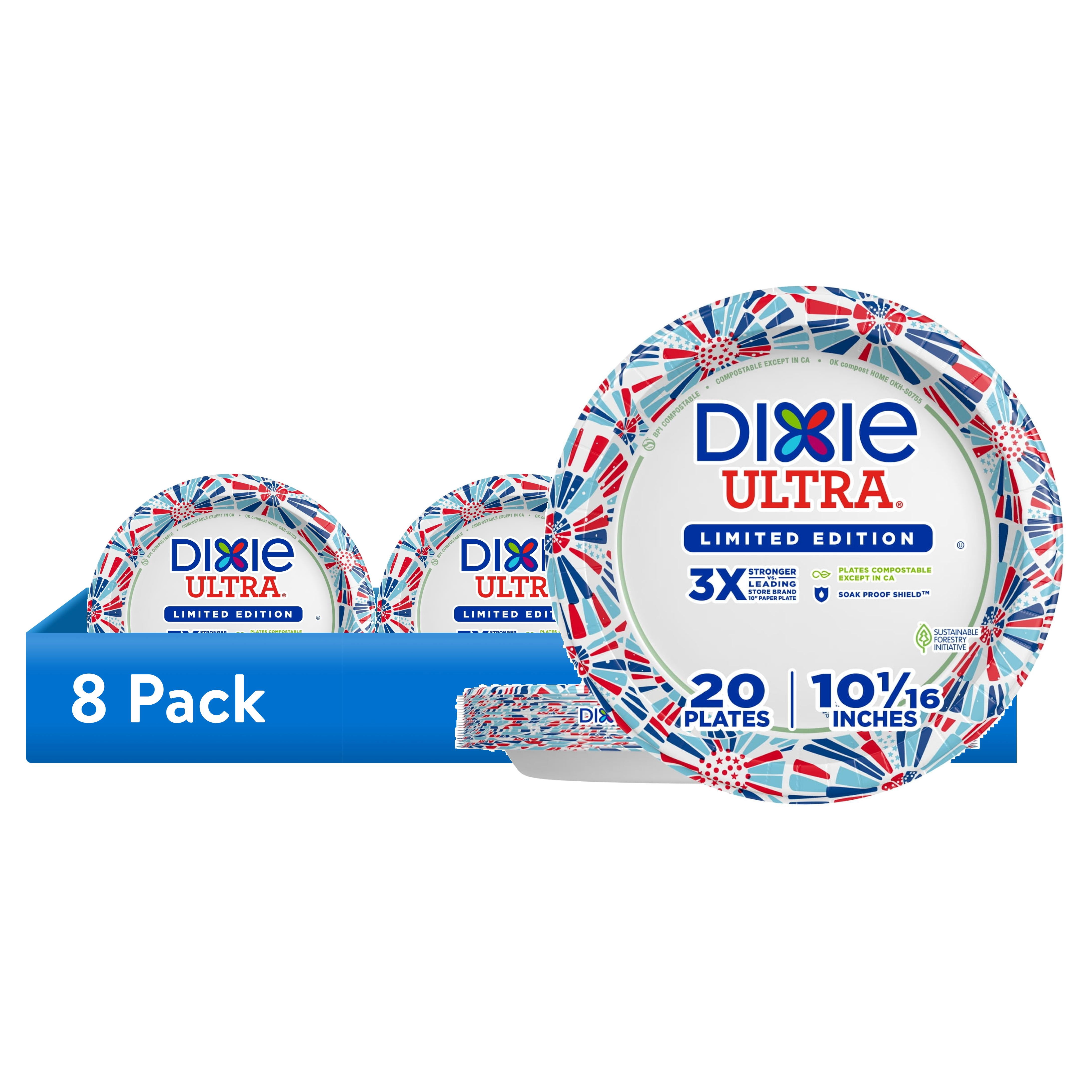 (8 pack) Dixie Ultra Summer Design Disposable Paper Plates, 10", Multi ...