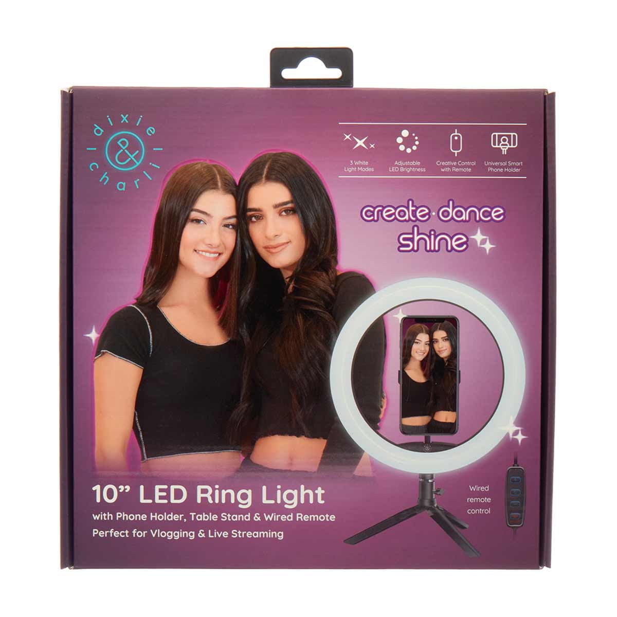 Dixie and Charli 10" White LED Ring Light with Table Stand - Walmart.com