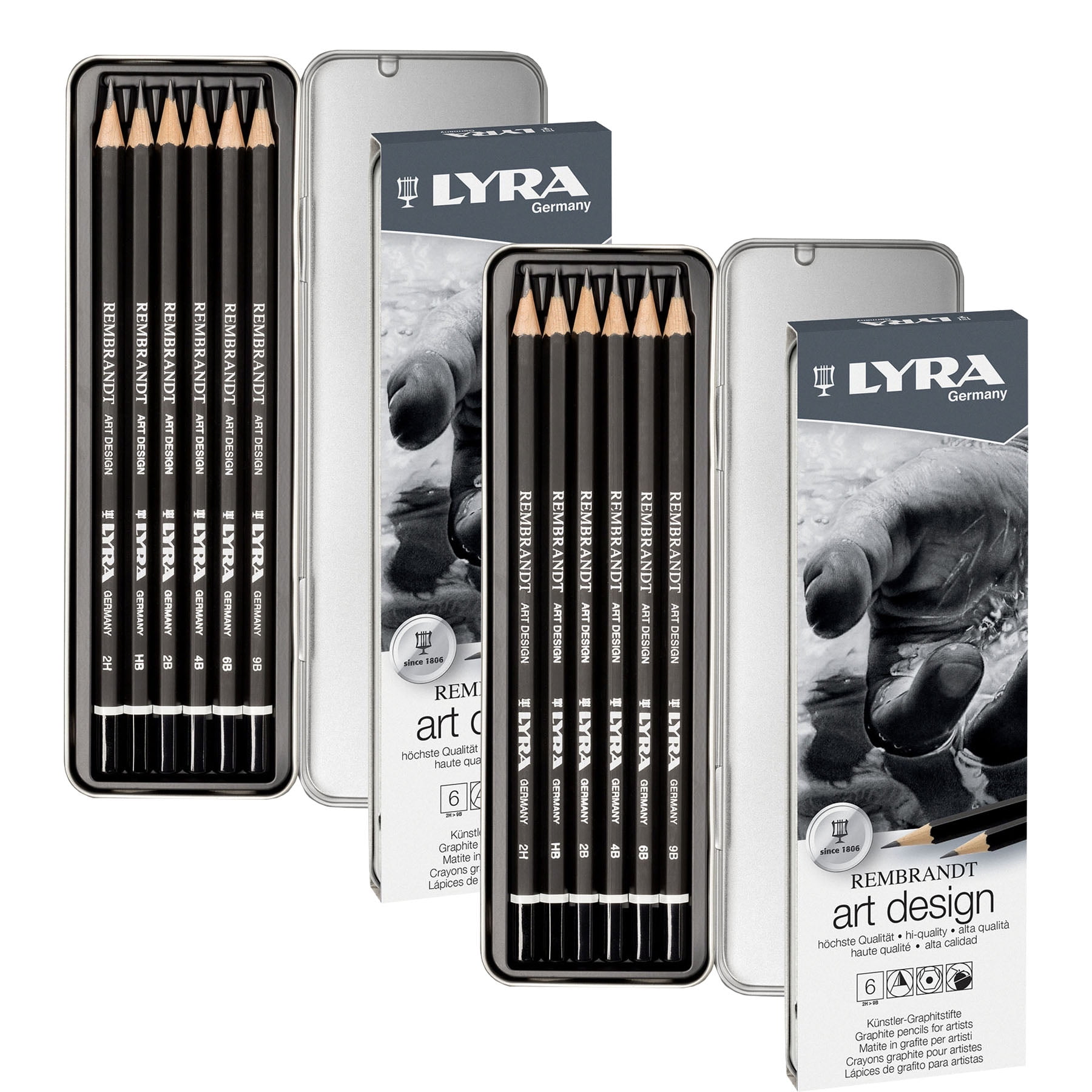 Lyra Rembrandt Art Design Graphite Drawing Pencil Set Tin, Assorted, 6 ...