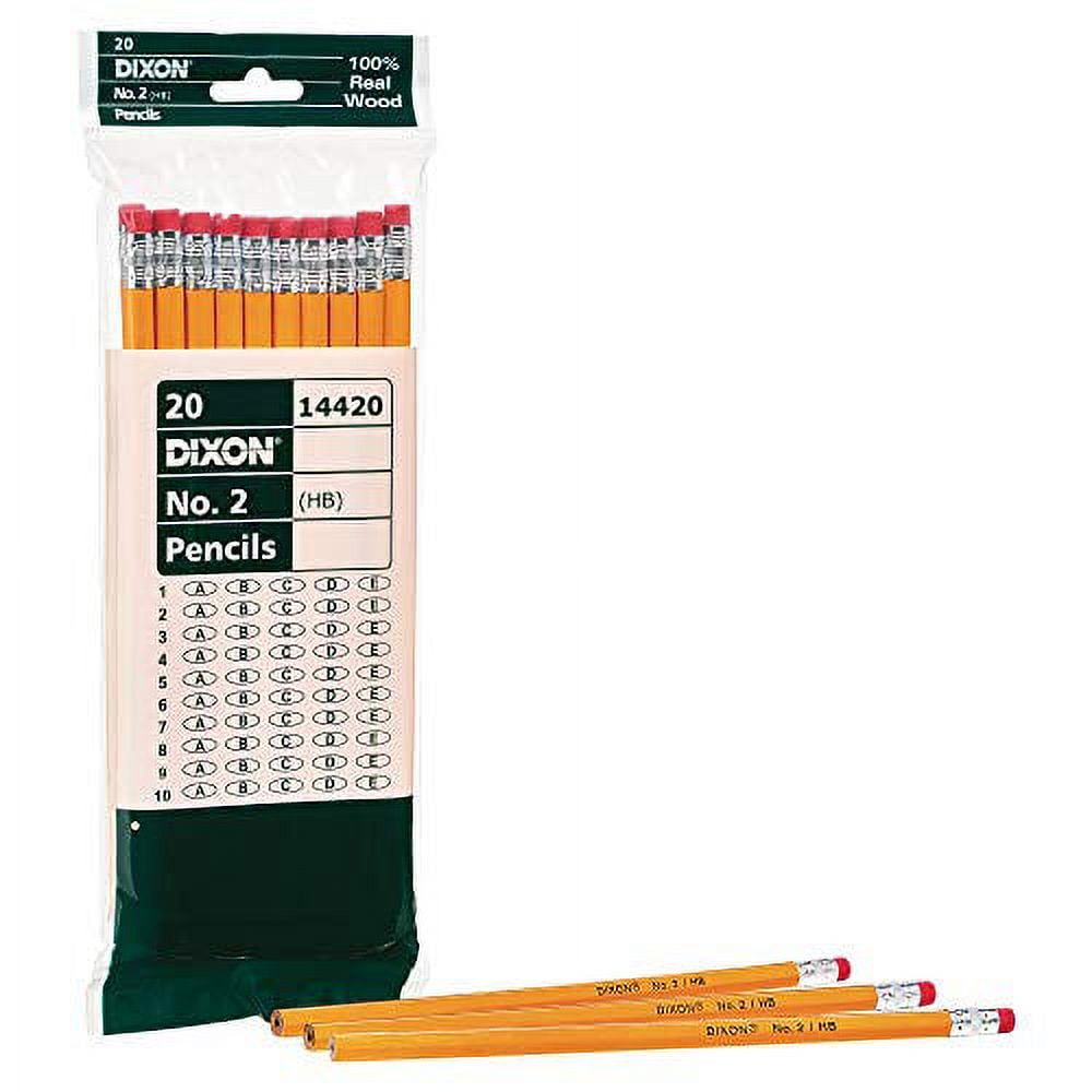 Dixon No. 2 Yellow Pencils, Wood-Cased, Black Core, 20-Pack (14420 ...