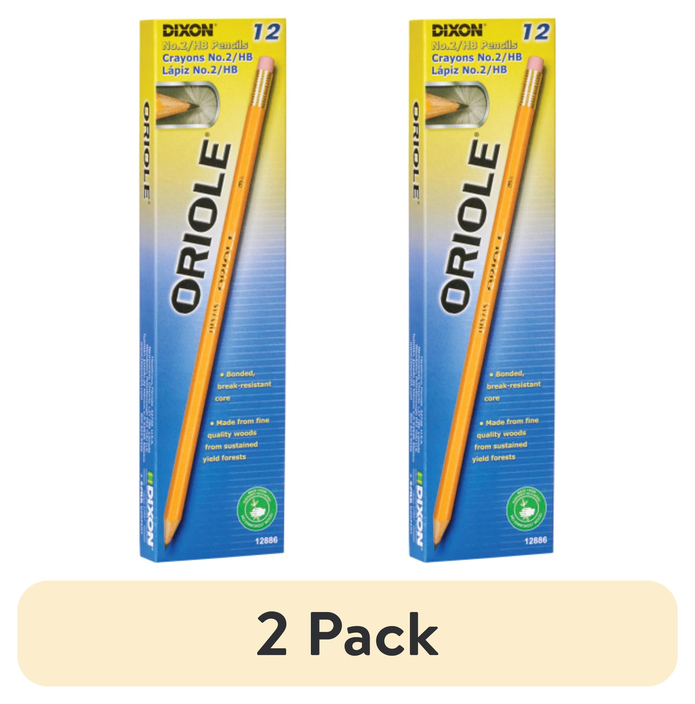 (2 pack) Dixon Oriole Wood-Cased Pencils, #2 HB Soft, Pre-Sharpened, Yellow, 12 Count - Walmart.com