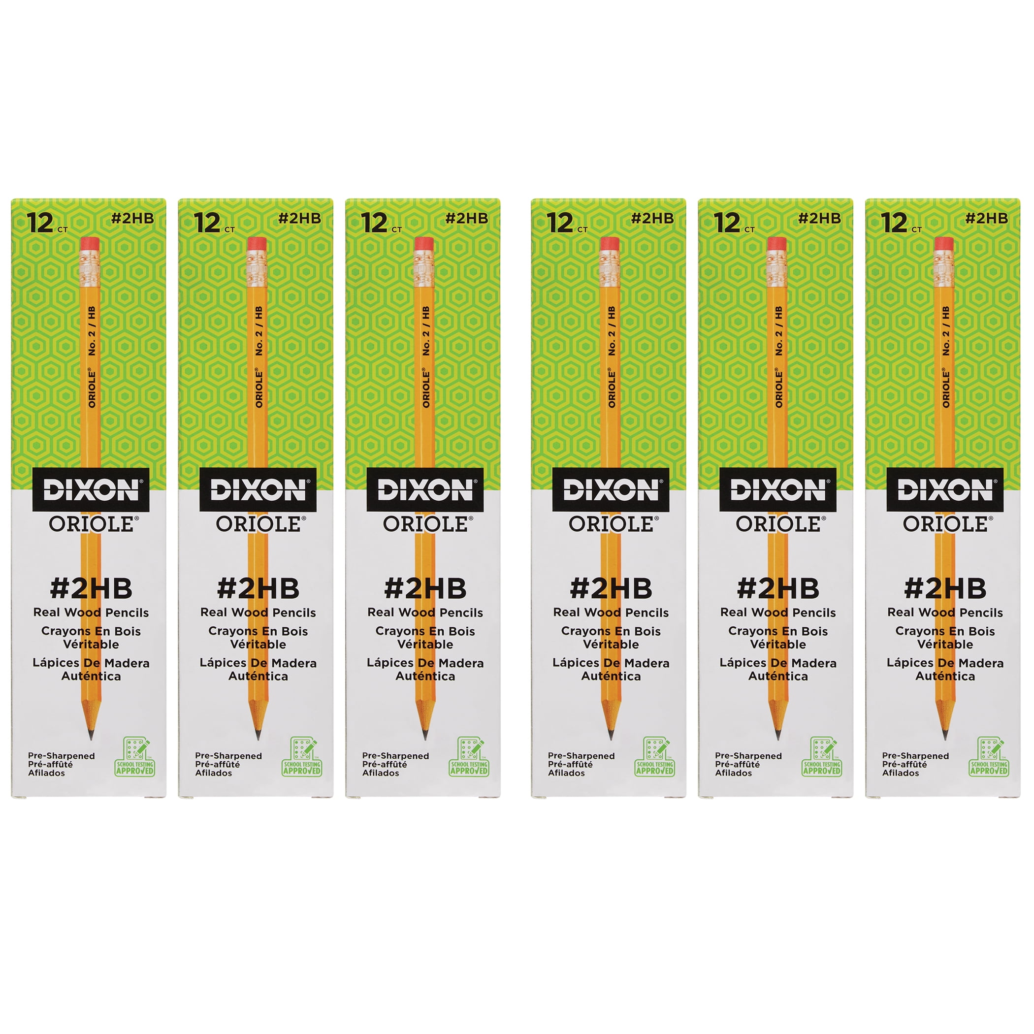 Dixon Oriole Pre-Sharpened Wood-Cased Pencils, #2 HB Soft, Bulk 72 Pencils in 6 Boxes - Walmart.com