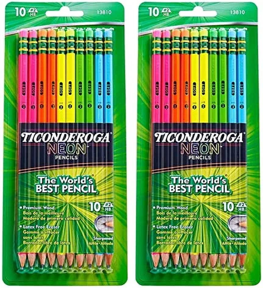 Dixon Ticonderoga No.2 Pencils, Assorted Neon, 10-Pack (2-Pack ...