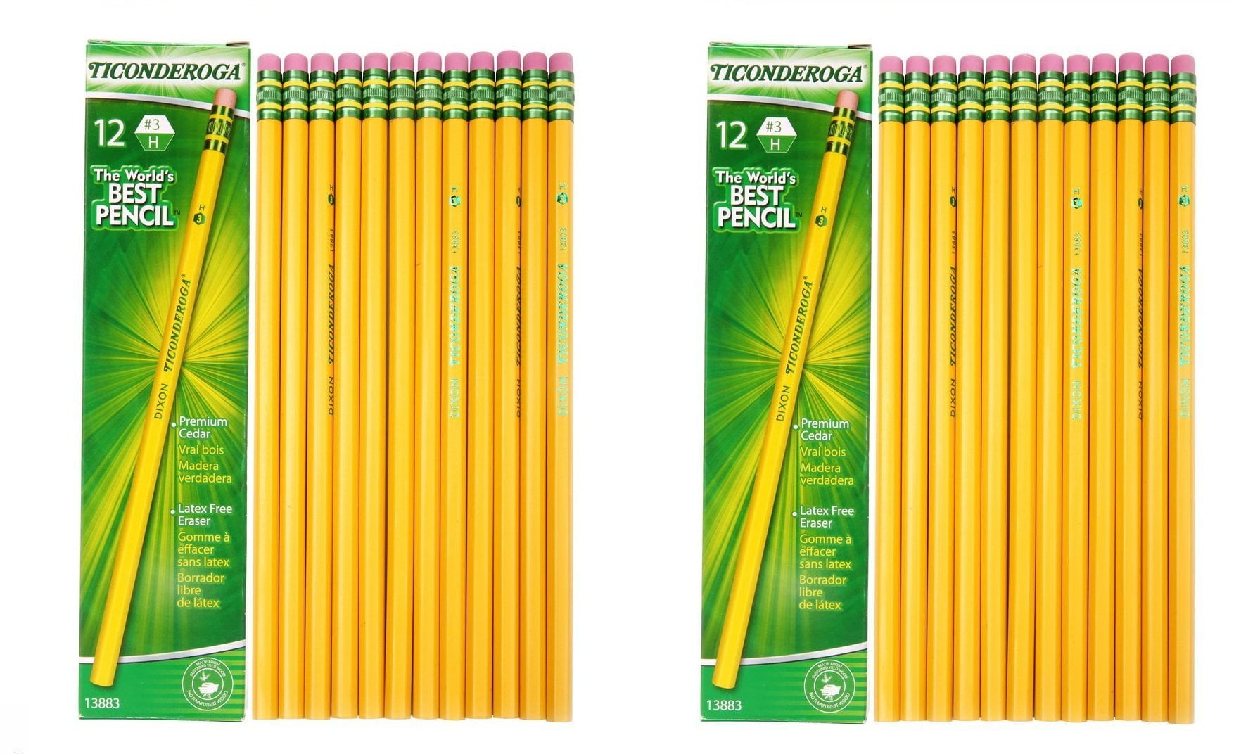 Dixon Ticonderoga Woodcase Pencil, H #3, Yellow Barrel - 24 Count ...