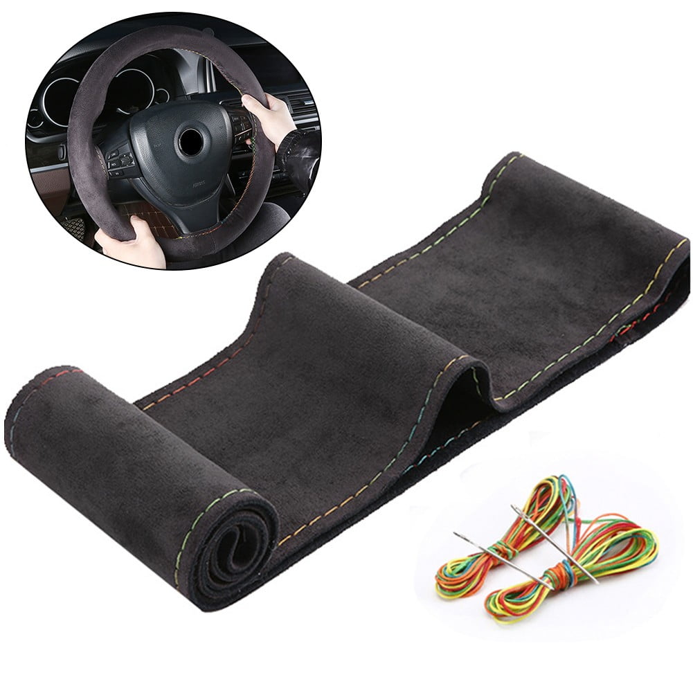 Diy Car Suede Leather Steering Wheel Cover With Needle Thread ...