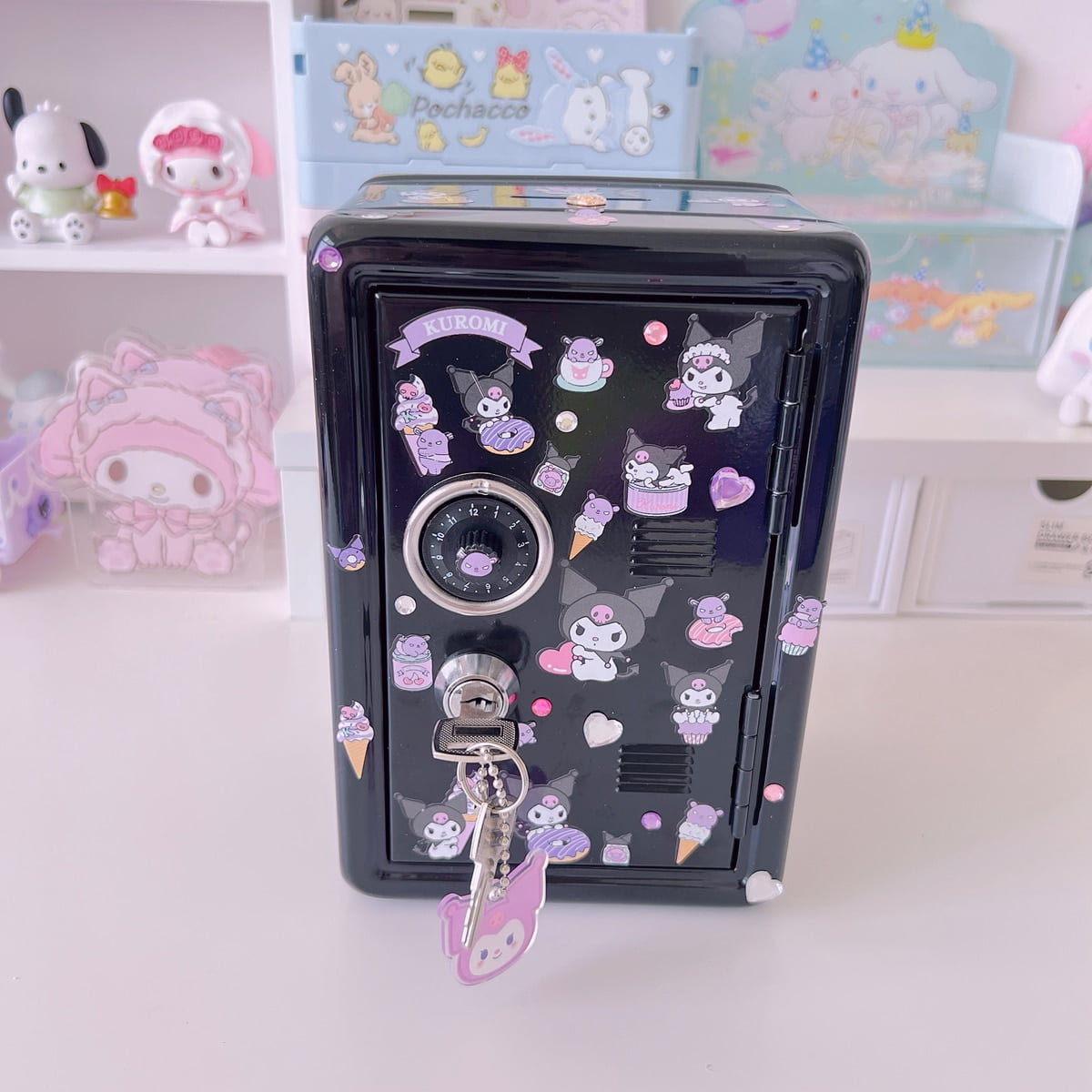 Diy Cartoon Sanrio Kuromi Safe Mini Hello Kitty Storage Box Kawaii ...