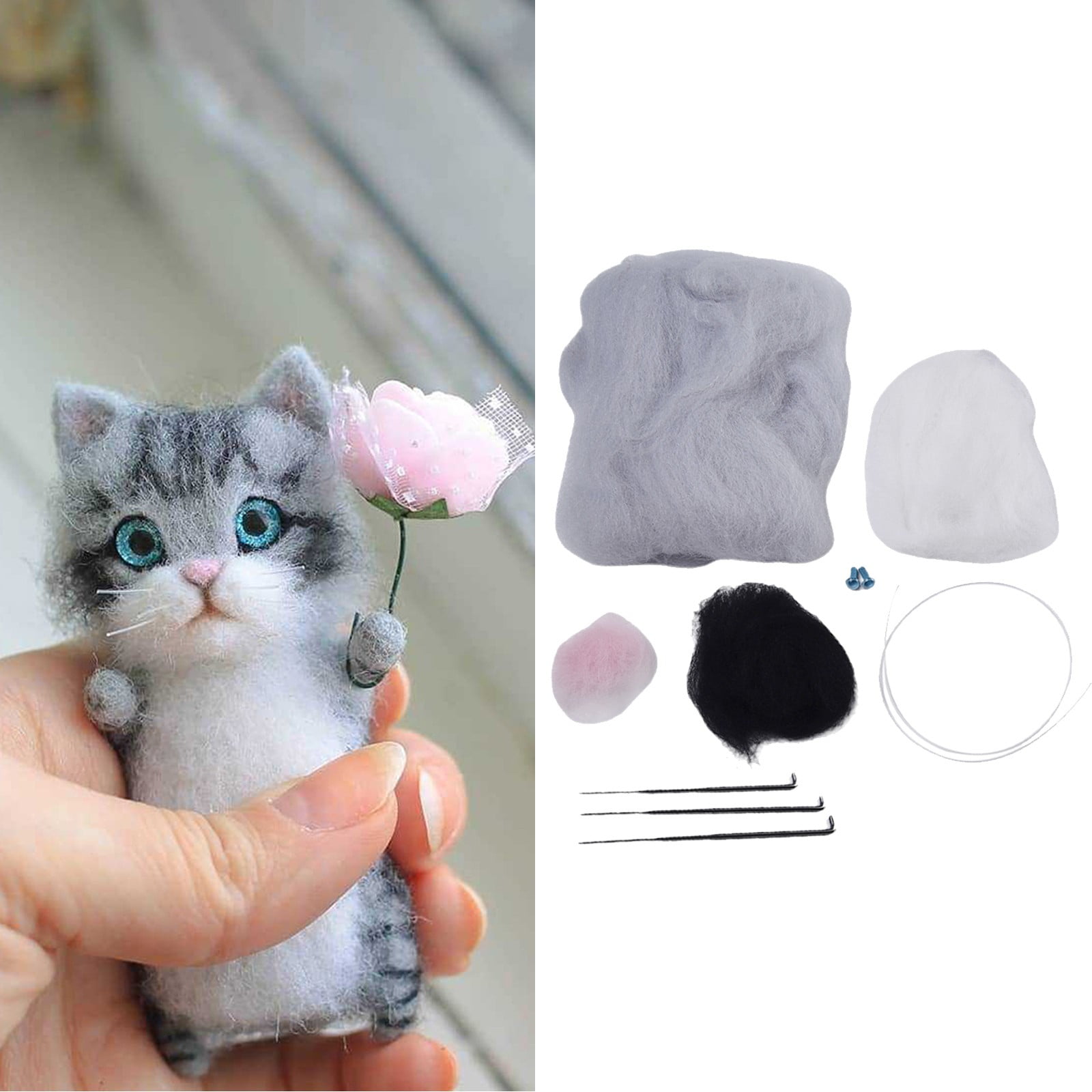 Diy Cat Wool Felt Unfinished Wool Felt Material Package Handmade Needle ...